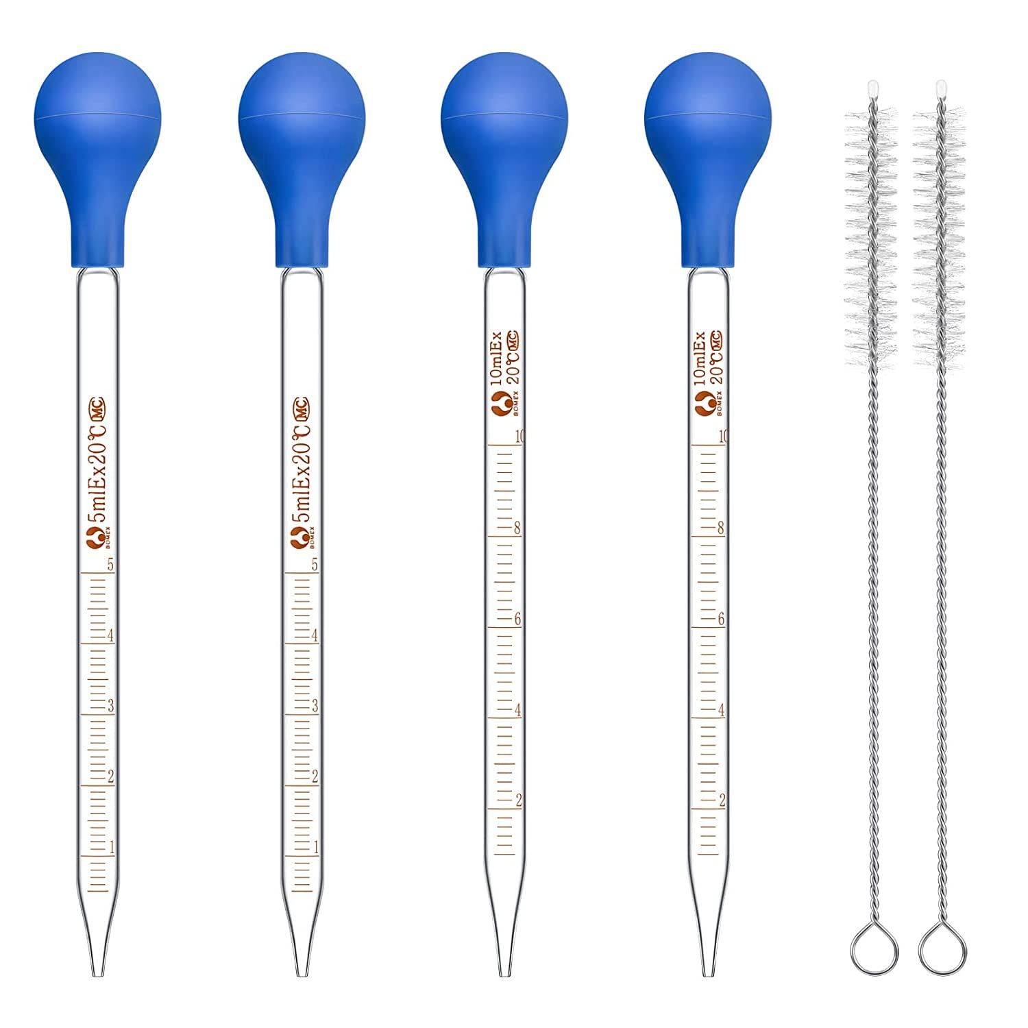 4pcs Glass Pipette Dropper,Glass Scale Line Pipette Lab Dropper,Blue ...