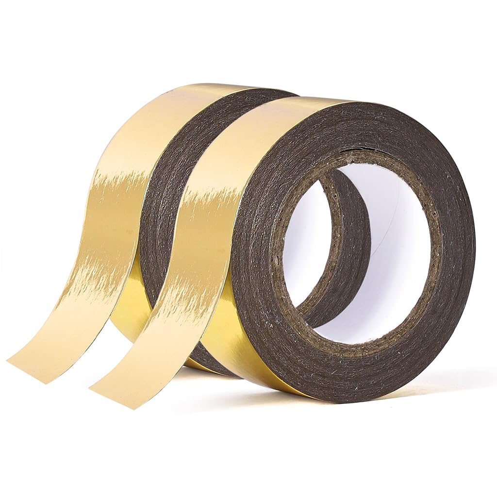 HASTHIP® 2 Rolls Crafting Tape Golden Foil Washi Tape Scrapbooking Tape ...