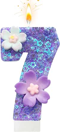 Amazon.com: Purple Flower Birthday Candle,Number Birthday Candles for ...