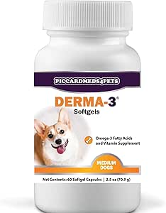Amazon.com : PICCARDMEDS4PETS Derma-3 Softgels Omega-3 Dry and Itchy ...