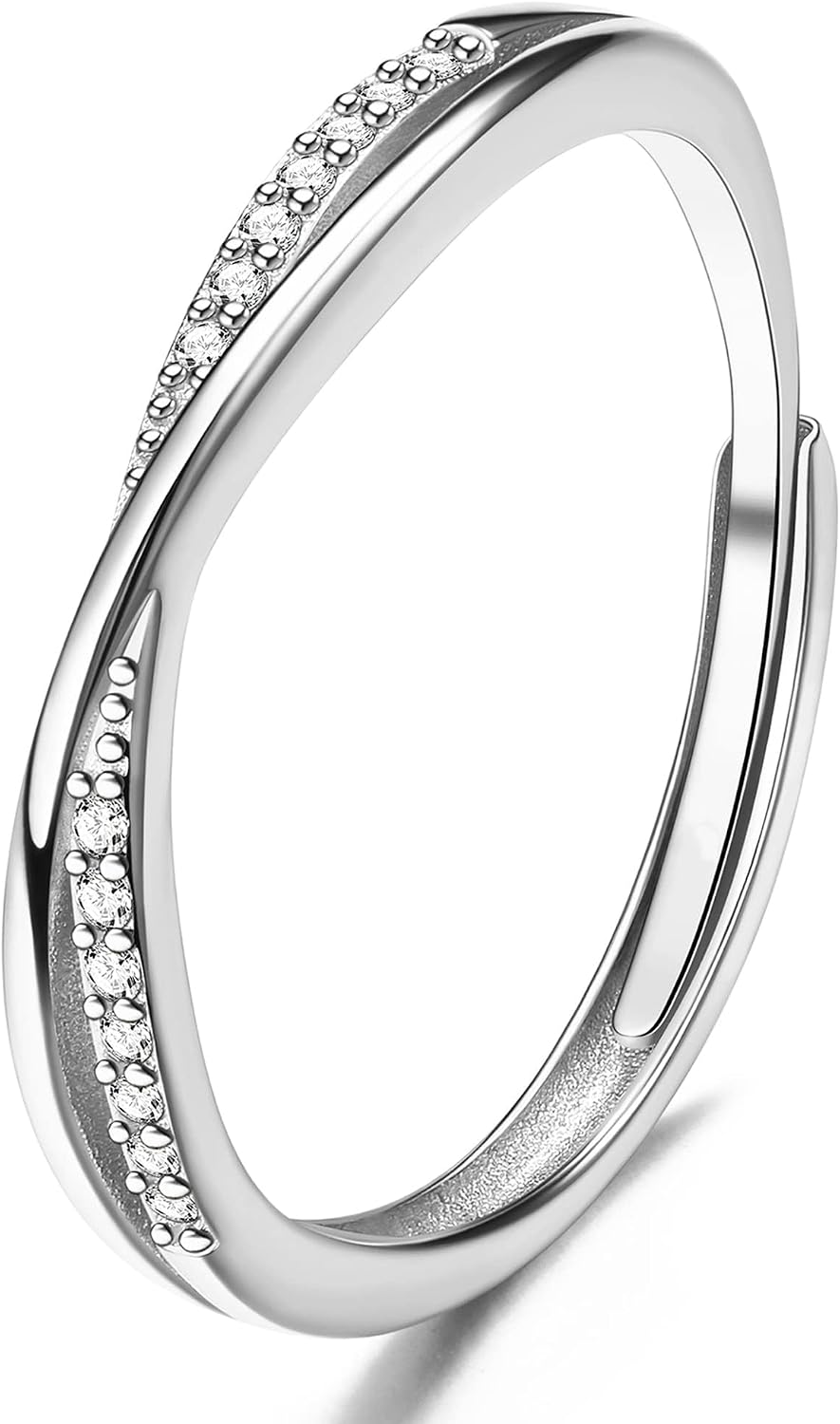925 Sterling Silver Adjustable Rings for Women,Mobius Mini Zircon Line ...
