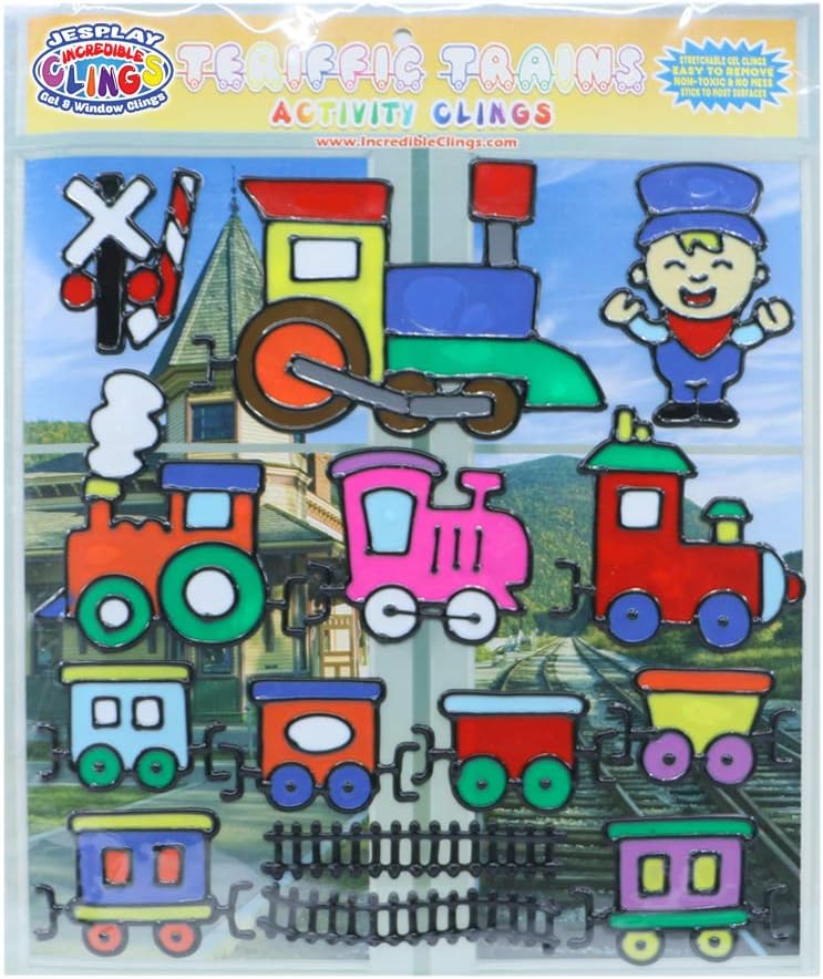 Amazon.com: Terrific Trains Gel Window Clings for Kids - Window ...