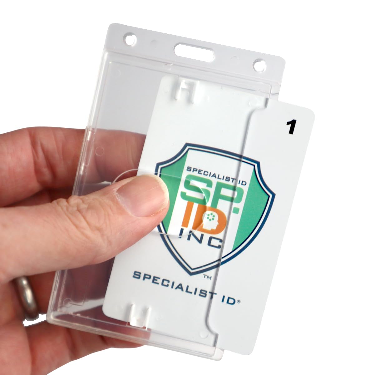 3 Pack - Crystal Clear Heavy Duty Badge Holder - Vertical Hard Plastic ...