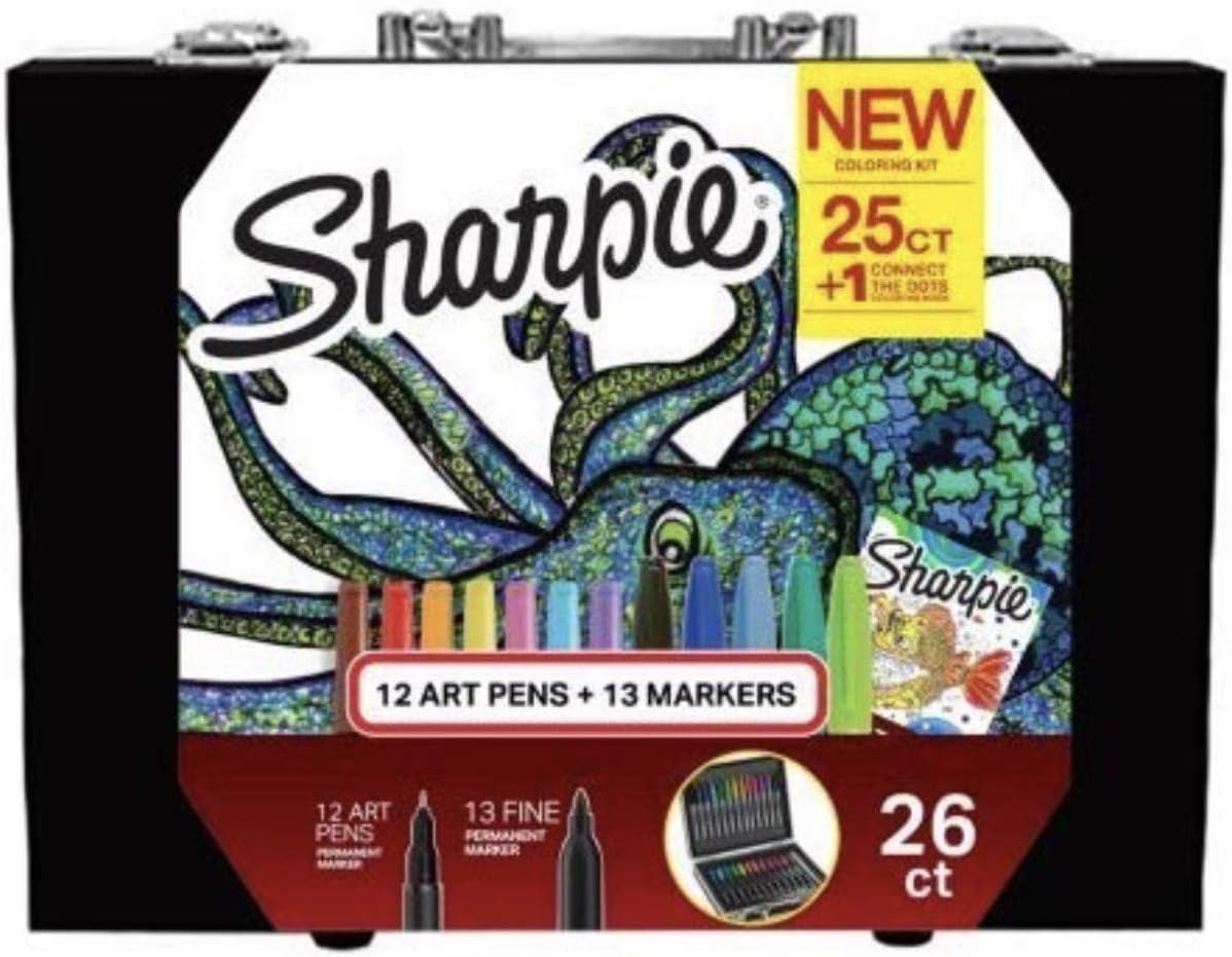 Amazon.com : Sharpie Coloring Kit with Permanent Markers Art Pens and ...