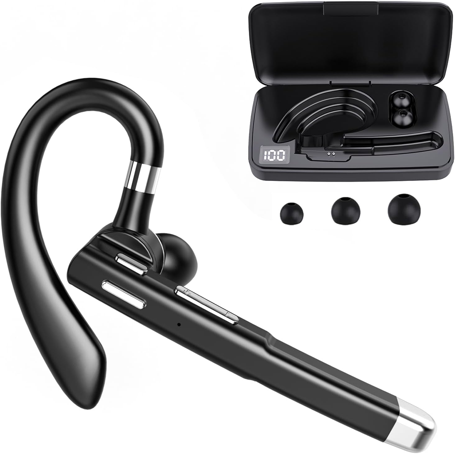 Amazon.com: Bluetooth Headset,Wireless Bluetooth Earpiece with 500mAh ...