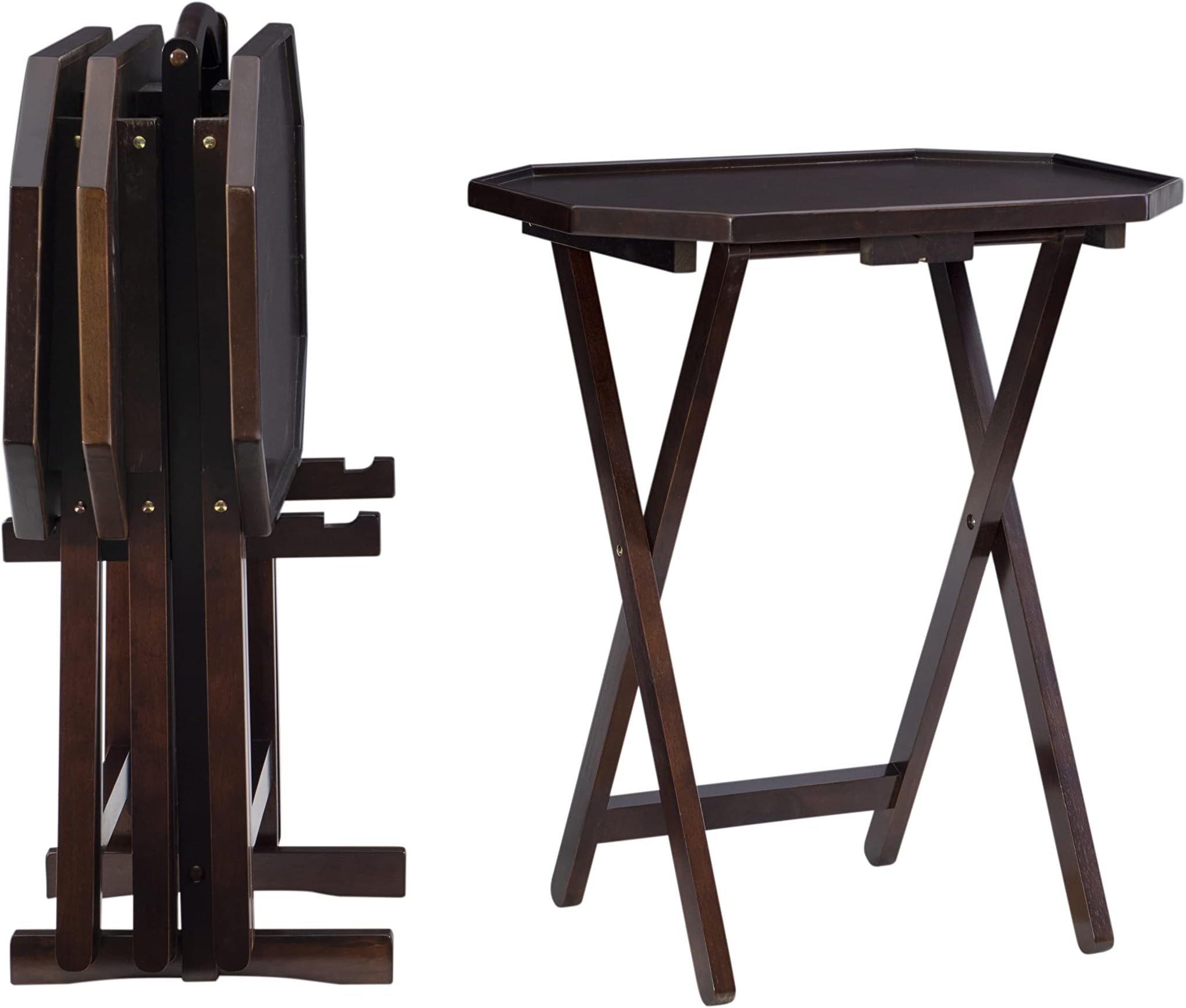 Amazon.com: Contemporary Home Living Set of 4 Rich Walnut Oversize ...