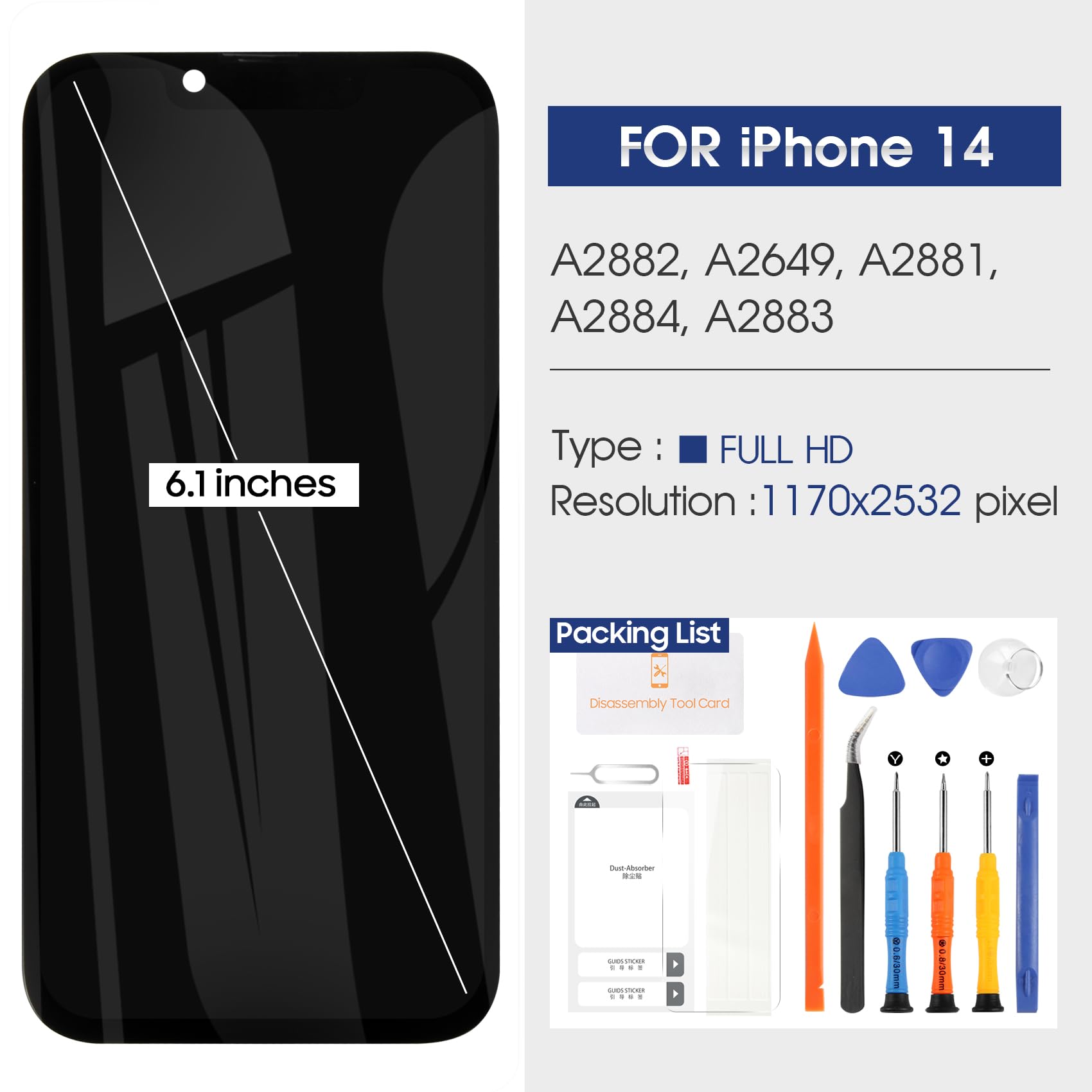 Display OLED LCD Per IPhone 14: Schermo Touch Digitale Completo Con ...