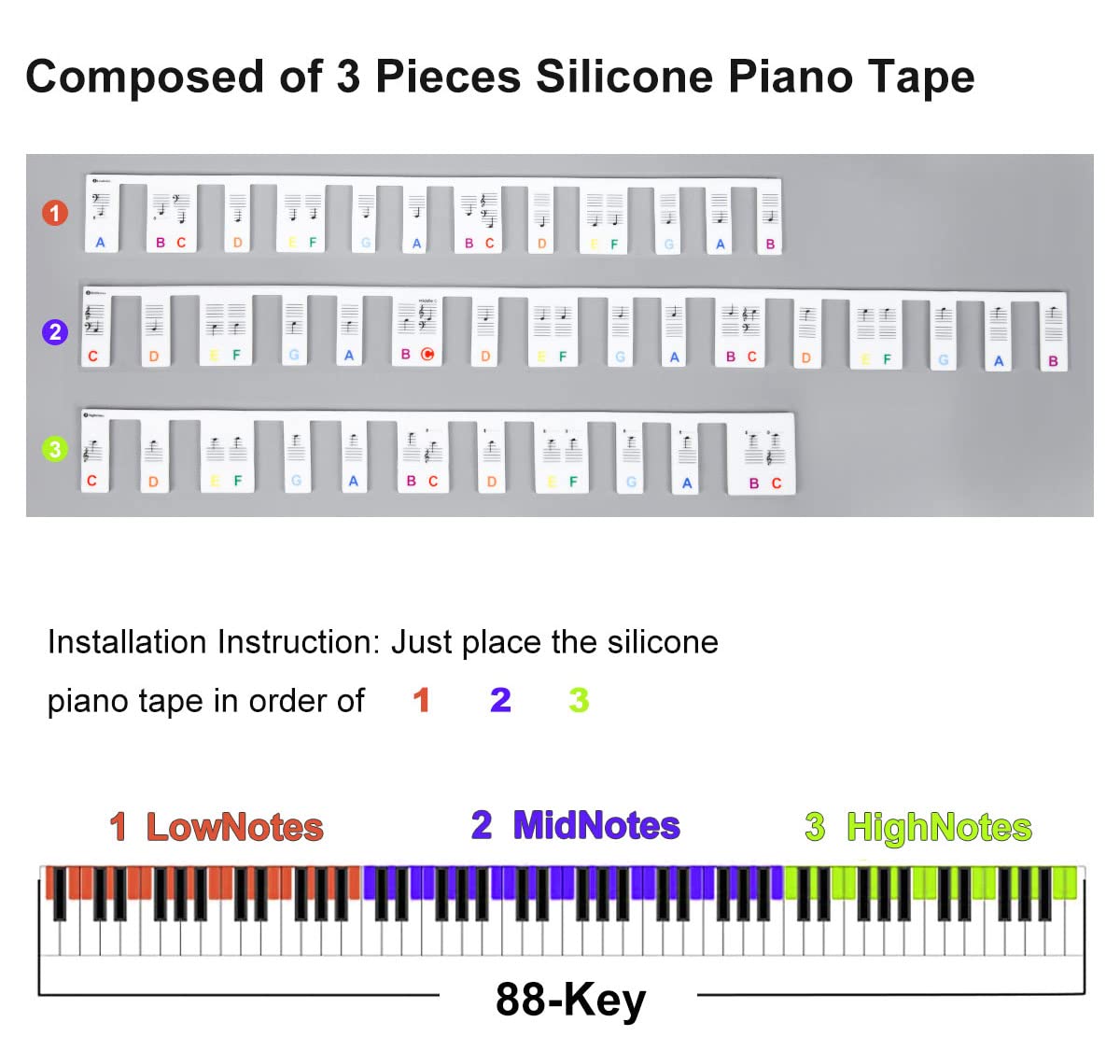 Snapklik.com : Removable Piano Key Stickers Labels For Beginners Kids