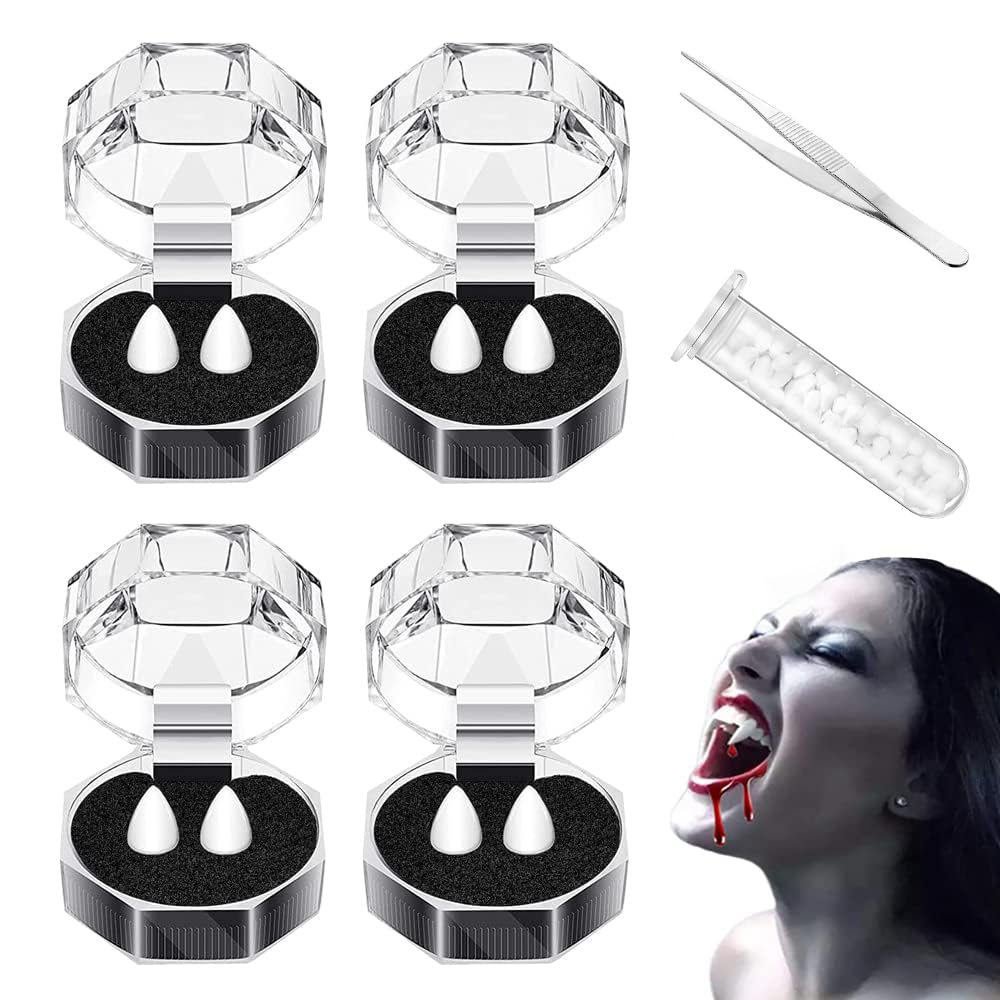 Amazon.com: 4 Pairs Vampire Teeth with Adhesive and Tweezer , 4 Size ...
