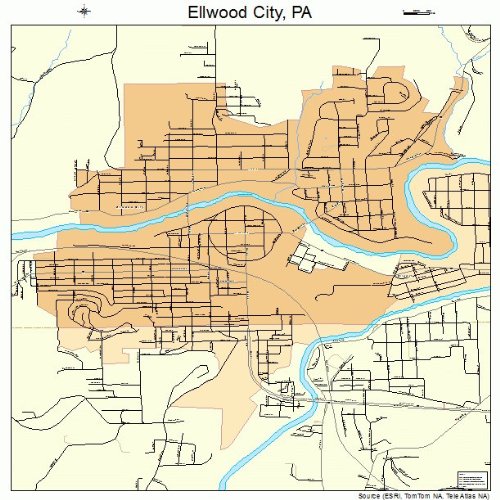 Large Street & Road Map of Ellwood City, Pennsylvania PA - Printed ...