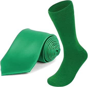 Amazon.com: Feraricci Green Crew Socks and Satin Necktie – Bundle ...