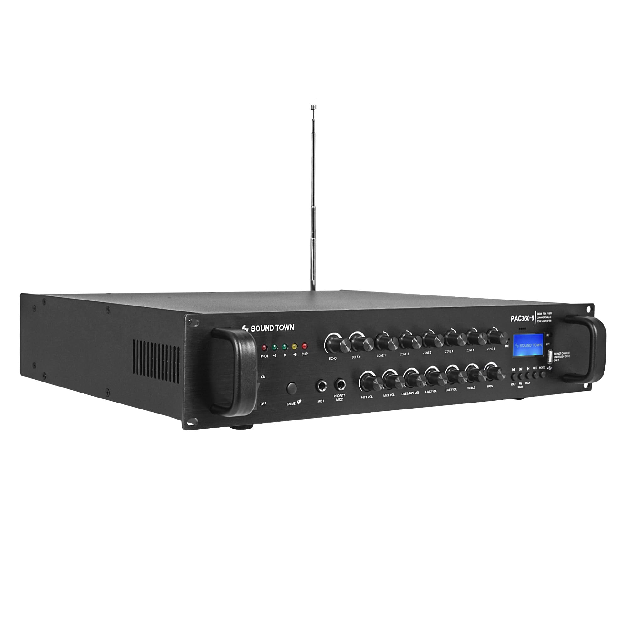 Amazon.com: Sound Town 360W 6-Zone 70V/100V Commercial Power Amplifier ...