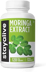 Amazon.com: STAY ALIVE Moringa Capsules 1000mg, 20:1 Extract, 120 Pills, Green Superfood with ...
