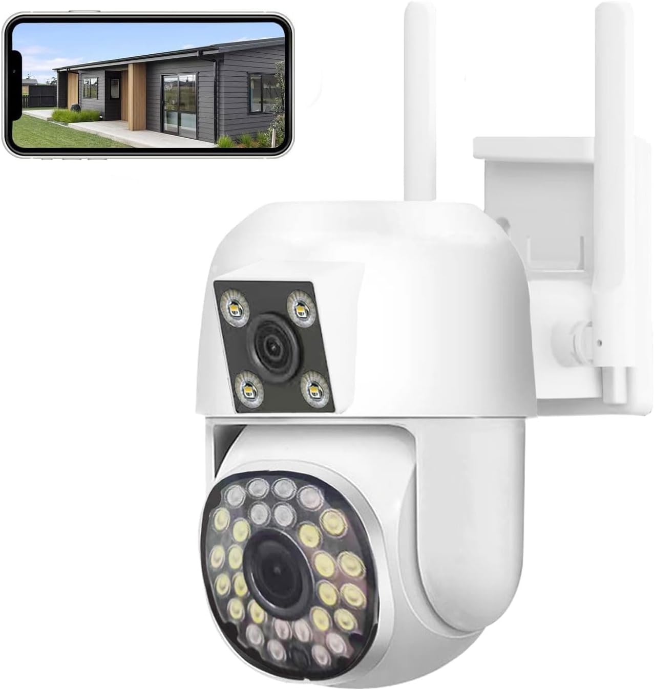 Security Camera Outdoor, 2K Dual Lens Camera CCTV Systems with Color ...