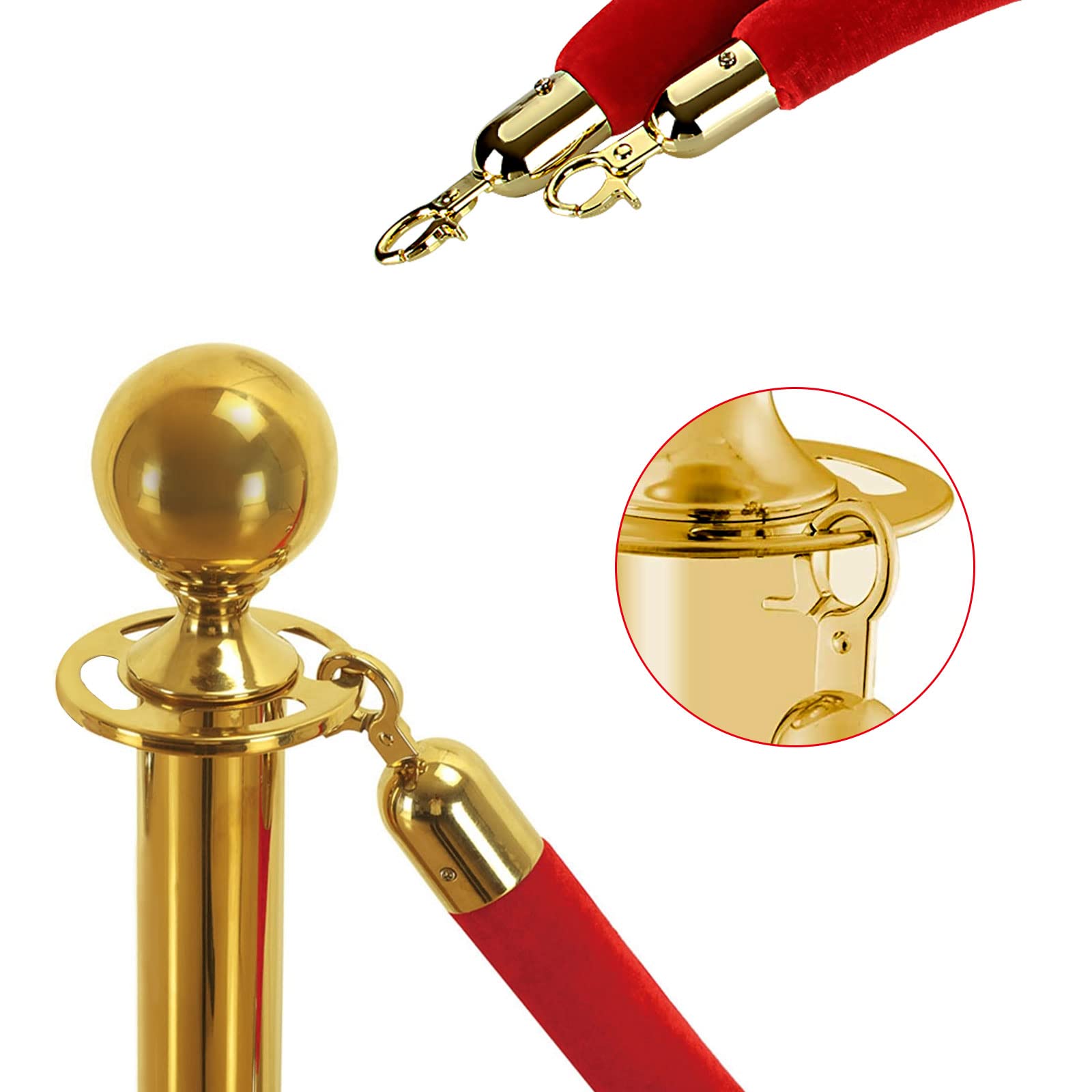 Snapklik.com : 4Pack Red Velvet Stanchion Rope, 5 Feet Crowd Control ...