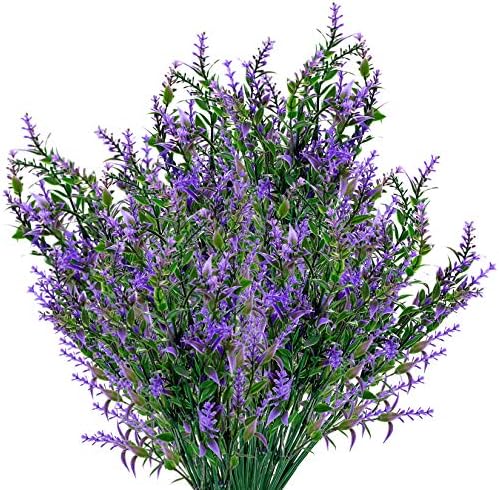 8 Pcs Artificial Lavender Flowers Bouquets, Decorative Plastic Faux ...