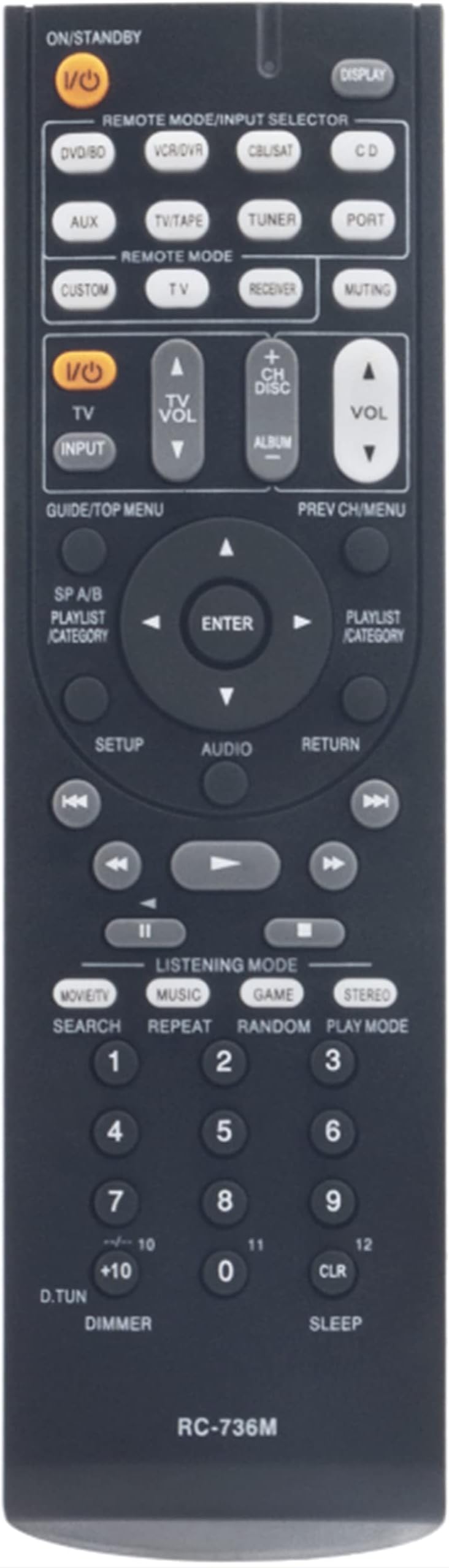 Amazon.com: New RC-736M Replacement Remote Control Compatible with ...