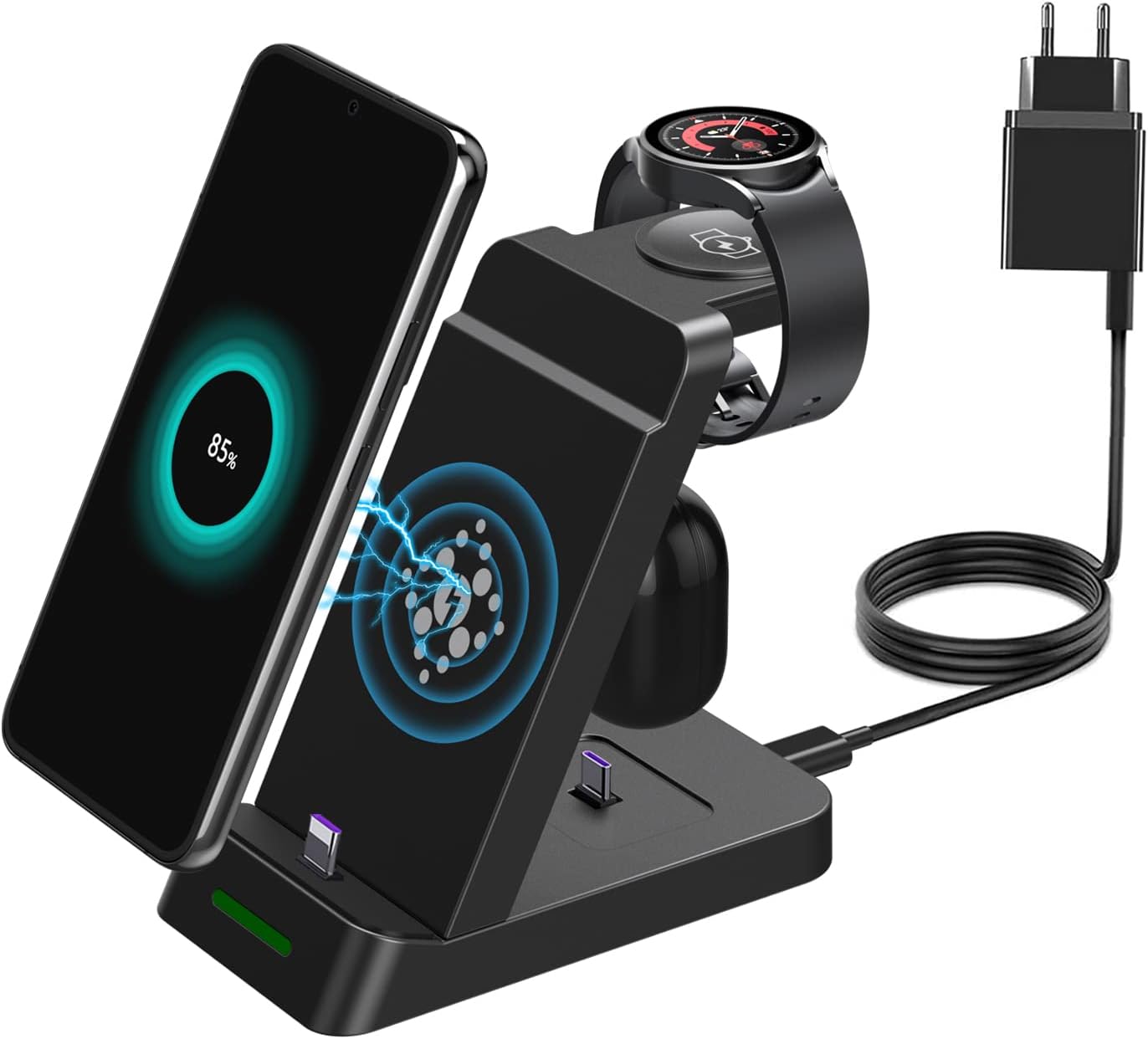 Trådlös Laddare 3in1, Snabb Trådlös Laddningsstation för Samsung Galaxy ...