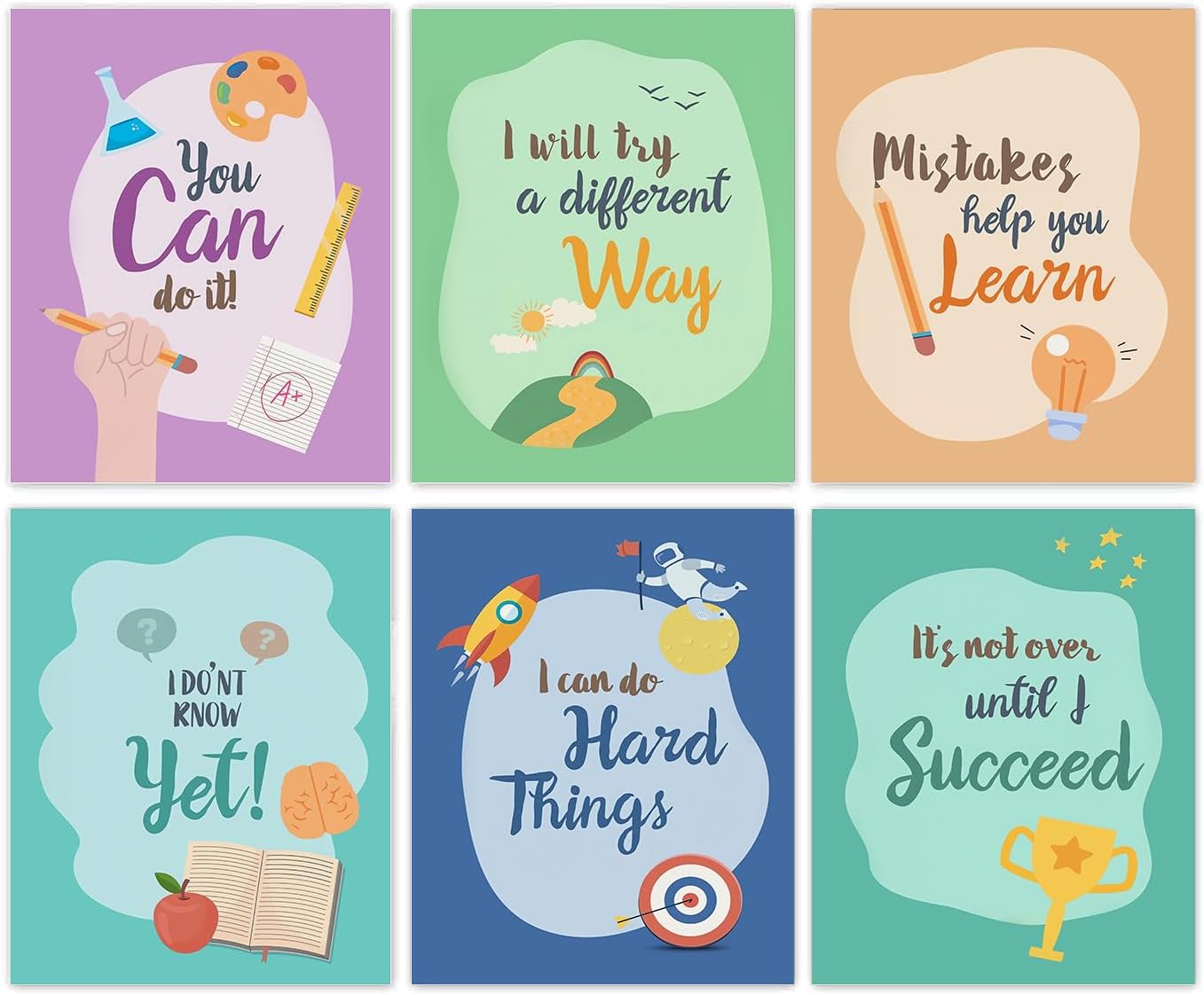 Amazon.com: WOVTCP Growth Mindset Wall Art, Positive Quote Canvas Wall ...