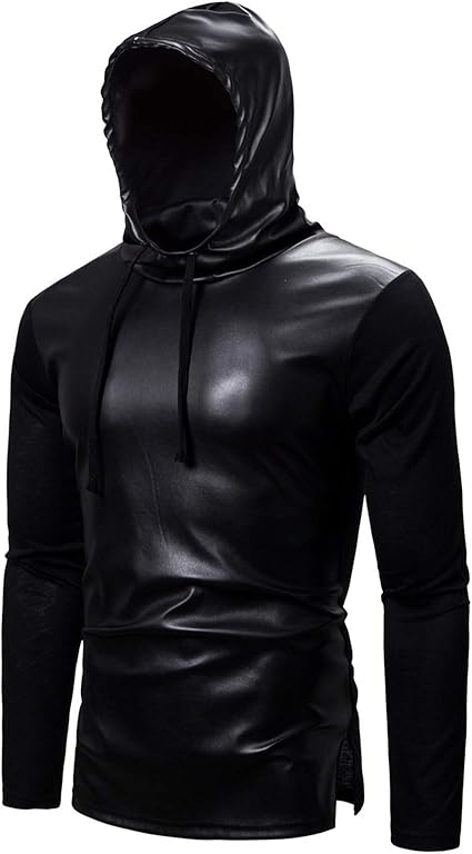 SSBZYES Mens Sweaters, Mens Leather Sweaters, Mens Long-Sleeved Leather ...