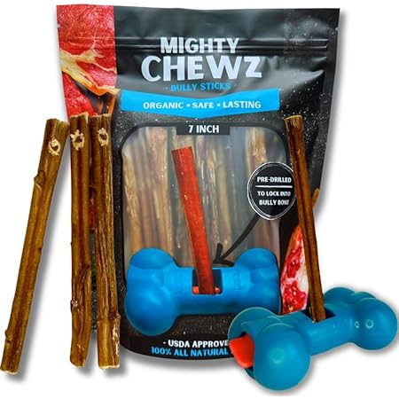 Amazon.com: Mighty Chewz 7" Standard Bully Sticks (10 Pack) with Bully ...