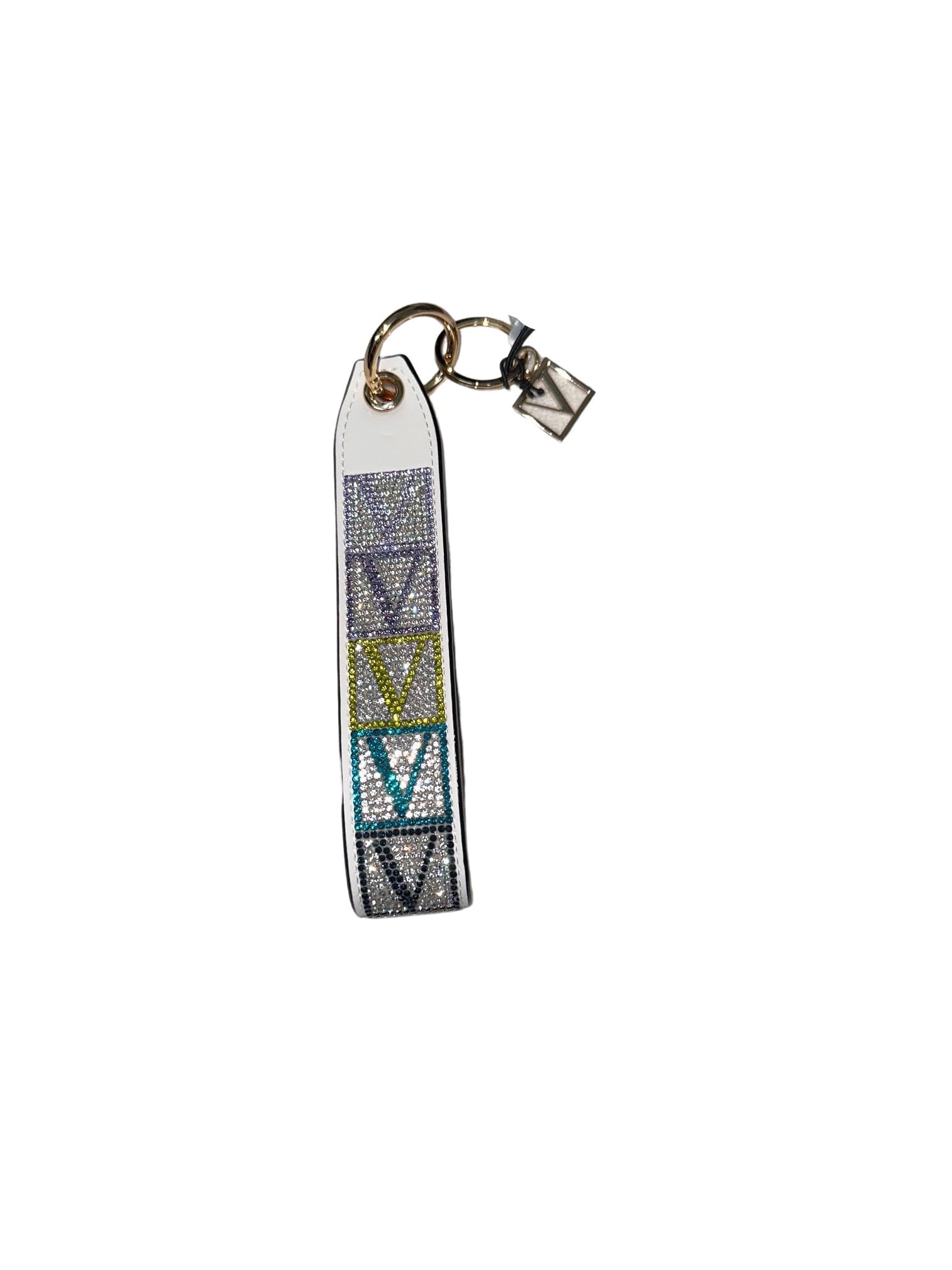 Victoria's Secret Wristlet Strap Rhinestones Keychain Color White Shine ...