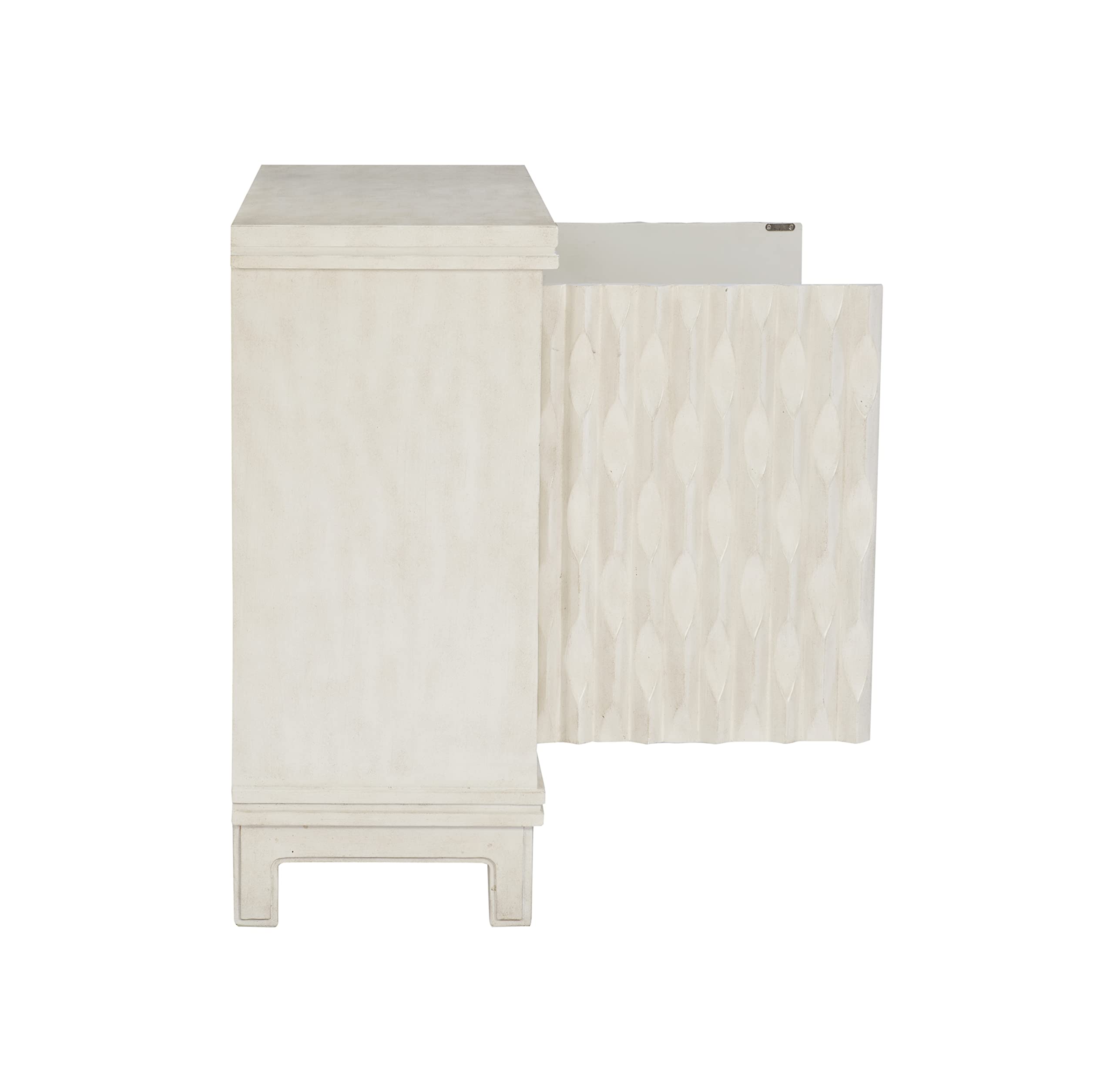 Powell Cream Two Shelves Tanner 3D Carved Cabinet
