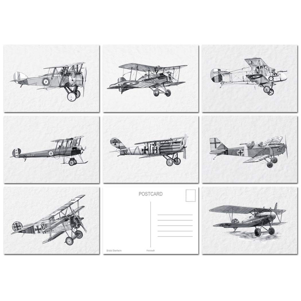 Ww1 Postcards Aircraft 8 Pack German British Military Set Fine ...