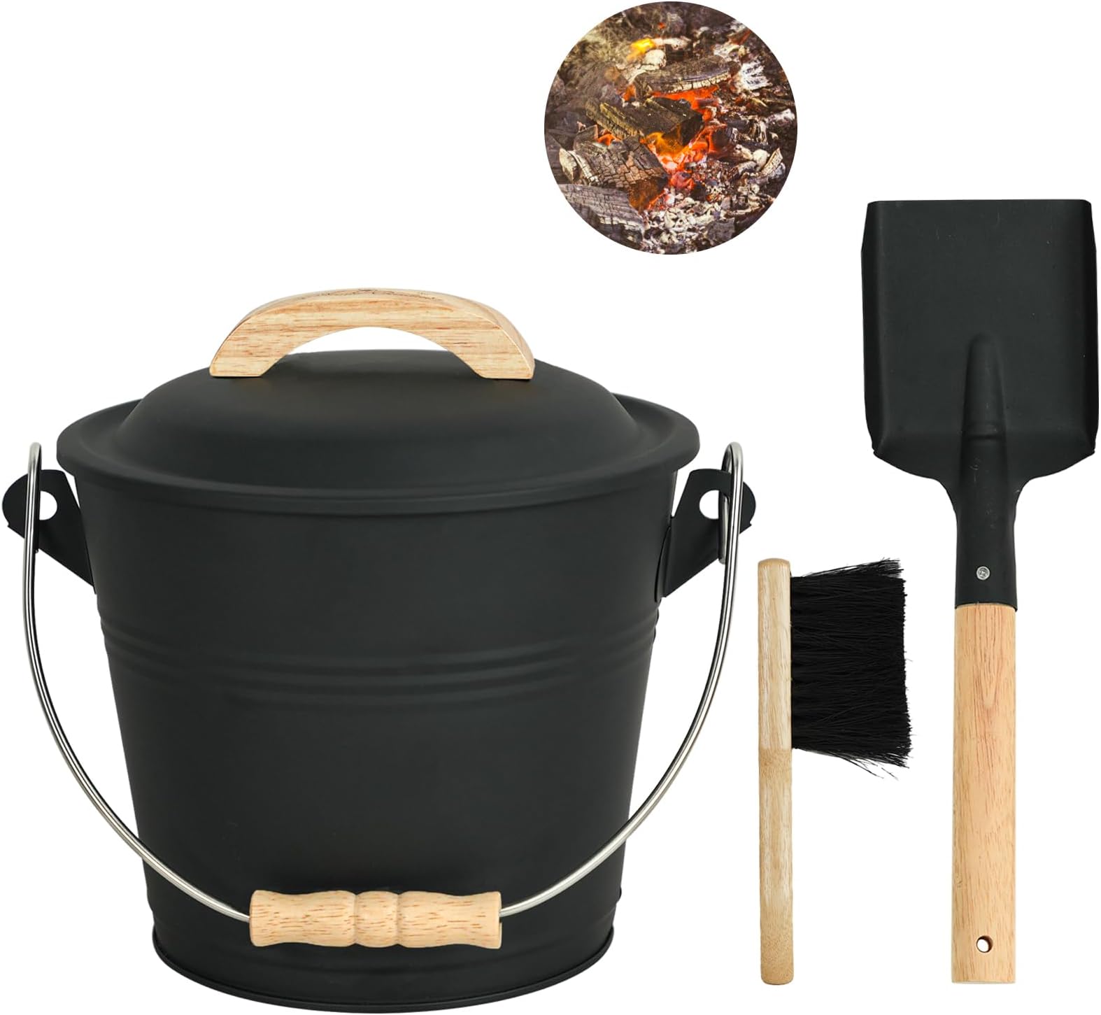 Amazon.com: Ash Bucket with Lid and Shovel, Hand Broom and Gloves, 1.5 ...