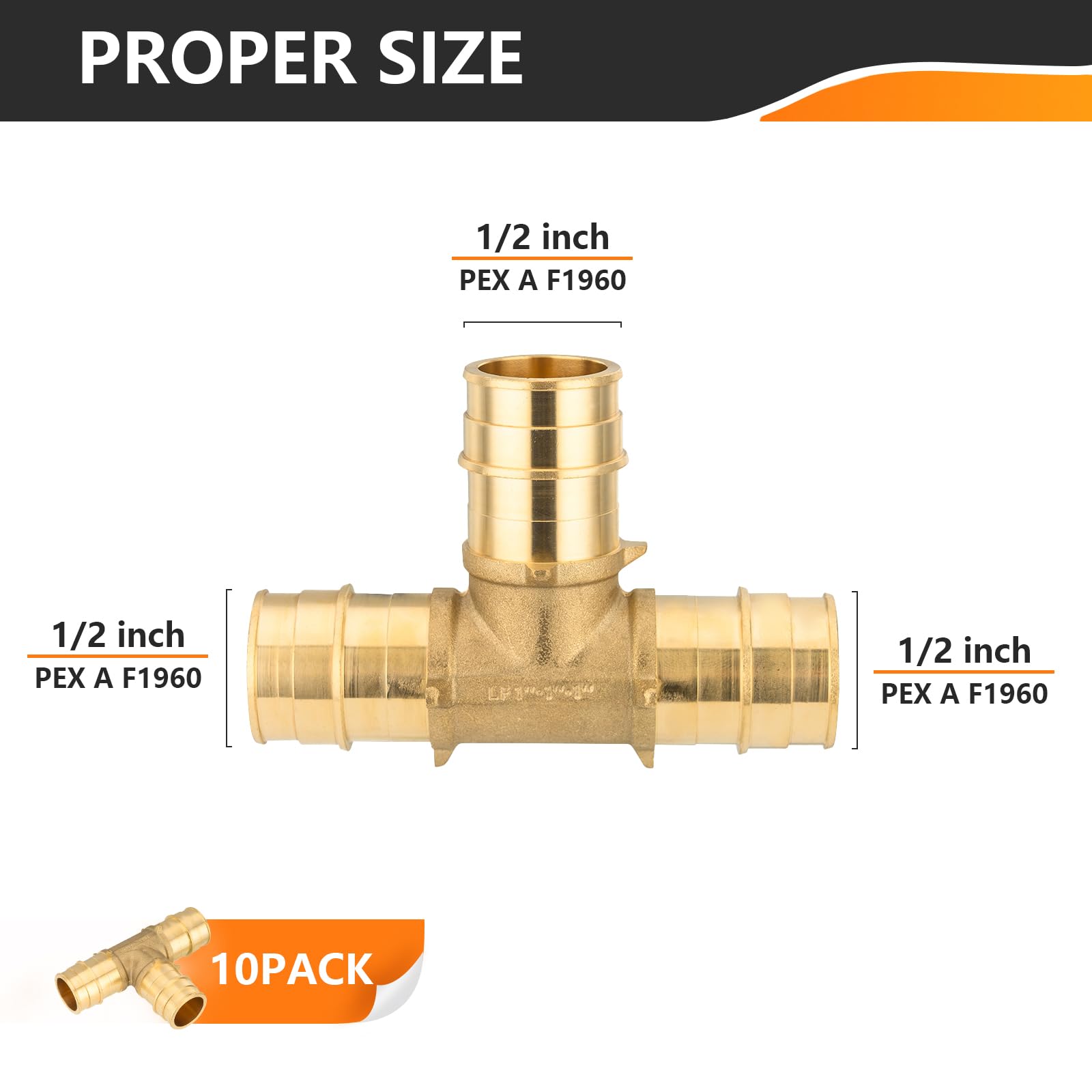 Snapklik.com : 10-Pack Pex A Fitting, 1/2 Inch Brass Pex Expansion Tee ...