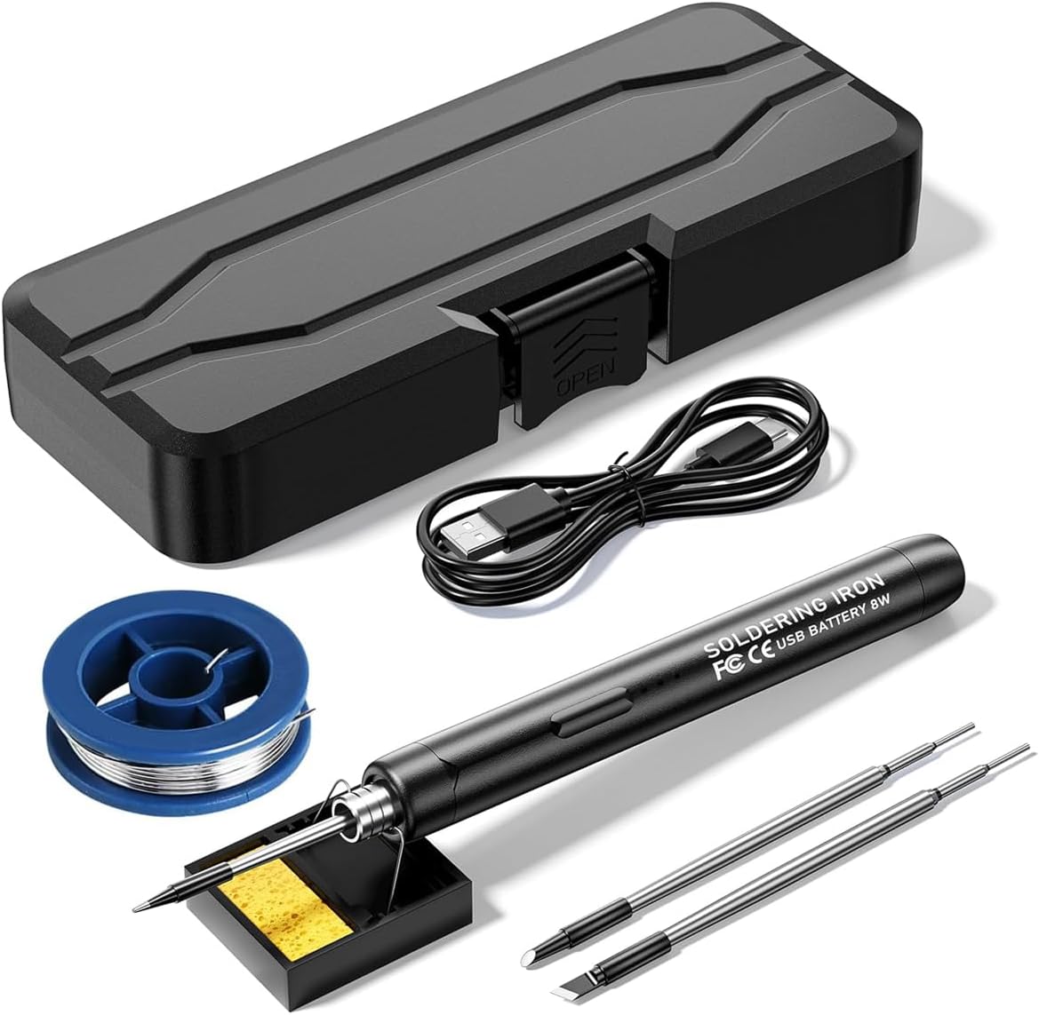 Treedix Cordless USB Rechargeable Soldering Iron Kit, 8W, 3 Adjustable ...