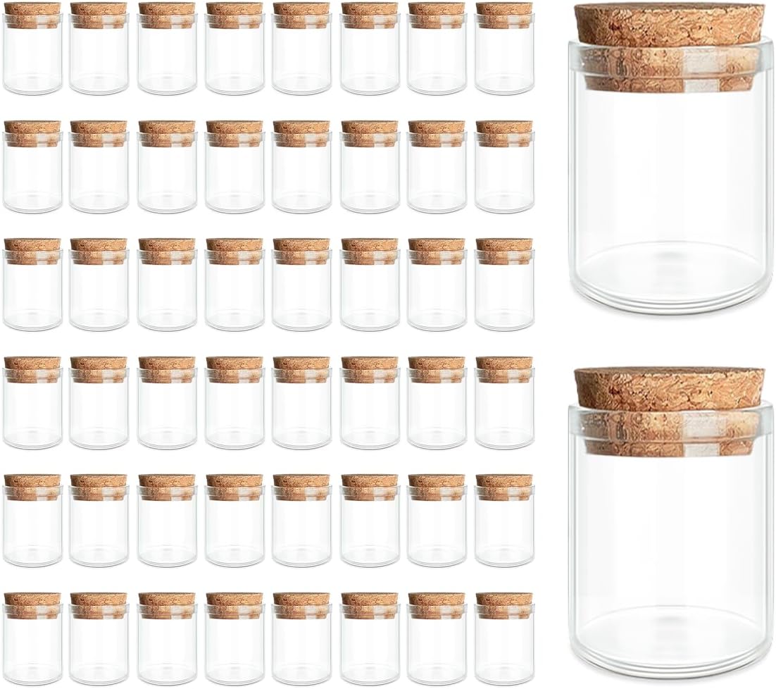 Amazon.com: Tideme 48 Pcs Small Glass Bottles with Cork, 50ml Mini ...