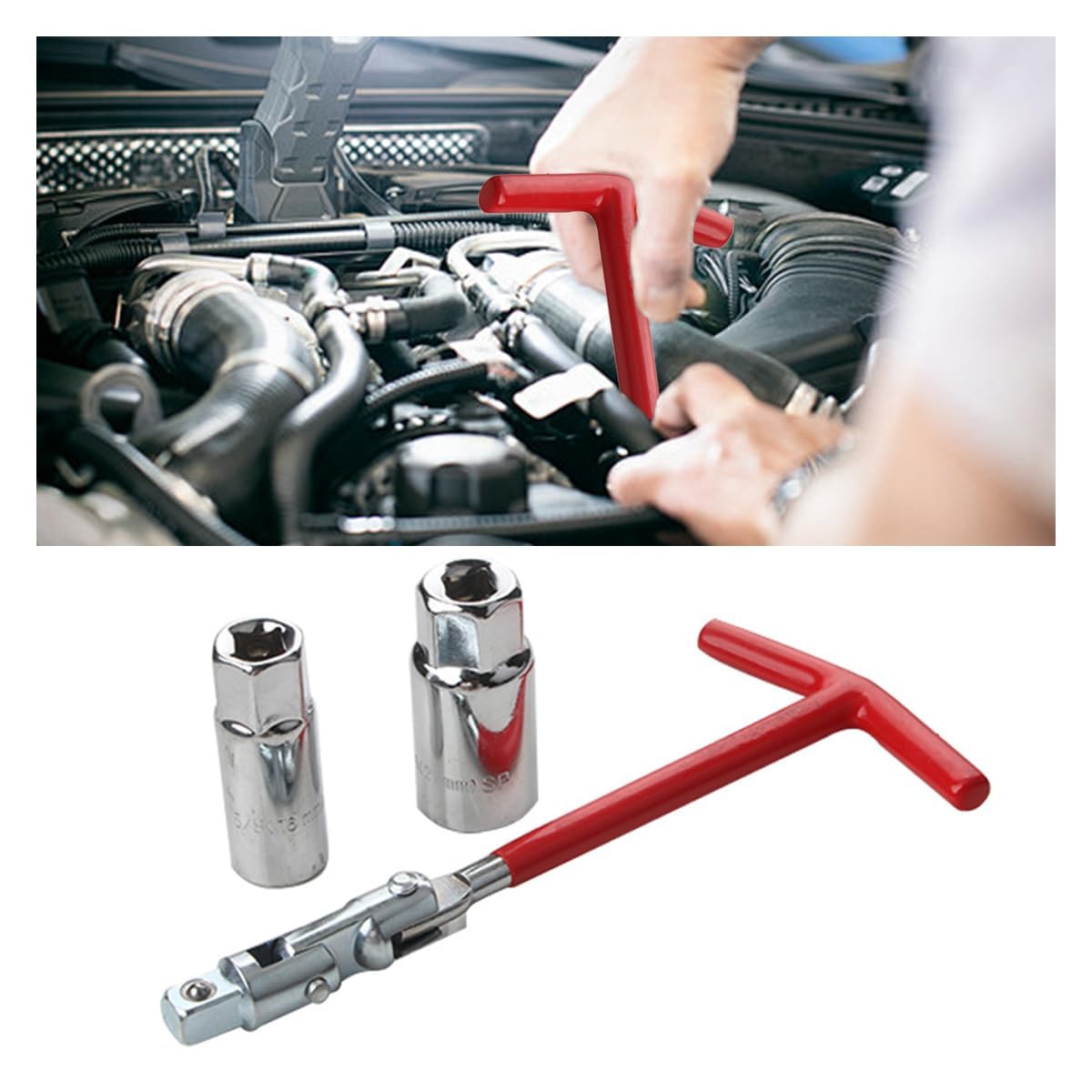 Spark Plug Socket Wrench Set, 16mm (5/8") & 21mm (13/16") Remover Tool ...