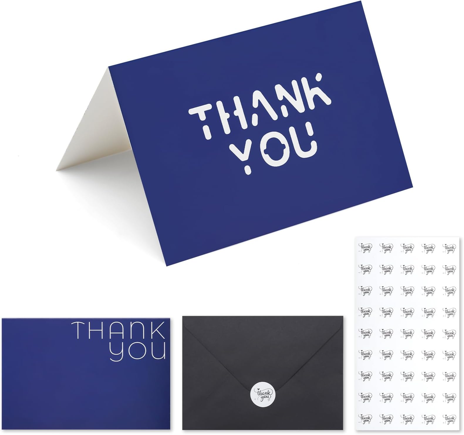 Amazon.com : Oletx 102 Navy Blue Thank You Cards with Envelopes ...