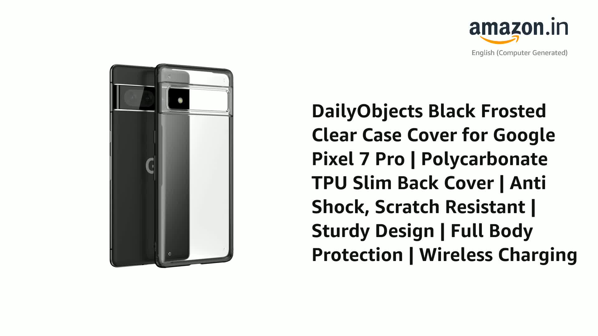 Watch DailyObjects Black Frosted Clear Case Cover for Google Pixel 7 ...