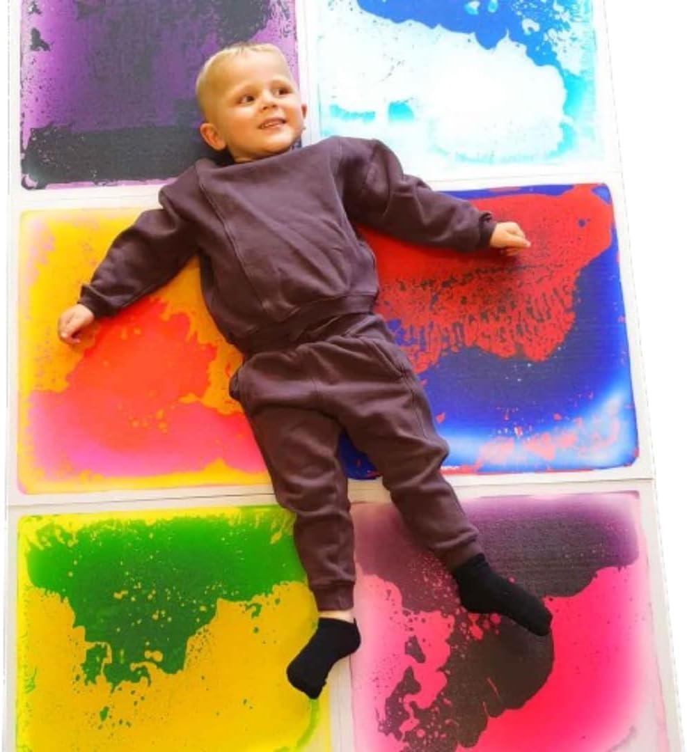 Liquid Sensory Floor Tiles - 6pc, 50cm x 50cm - Durable, Non-Slip ...