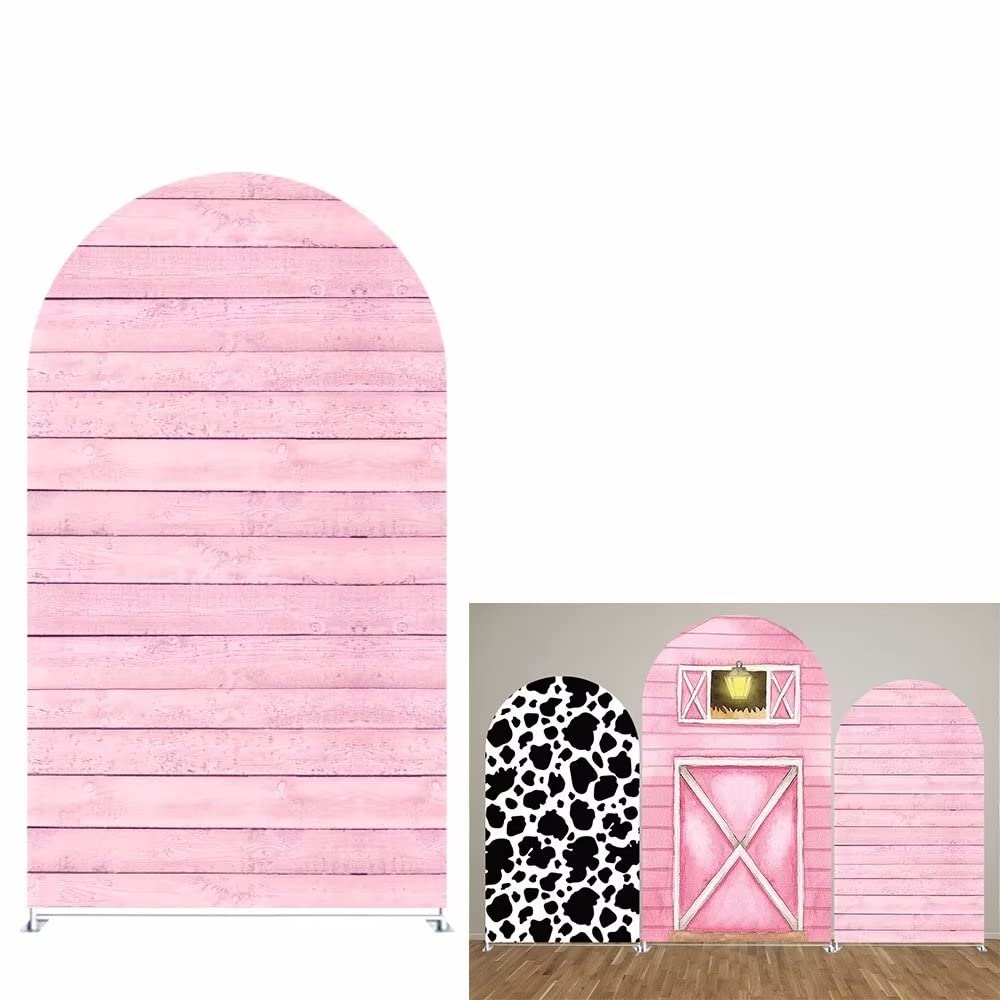 Amazon.com : HUAYI Pink Wood Arch Backdrop Cover Girl Pink Farm Parties ...