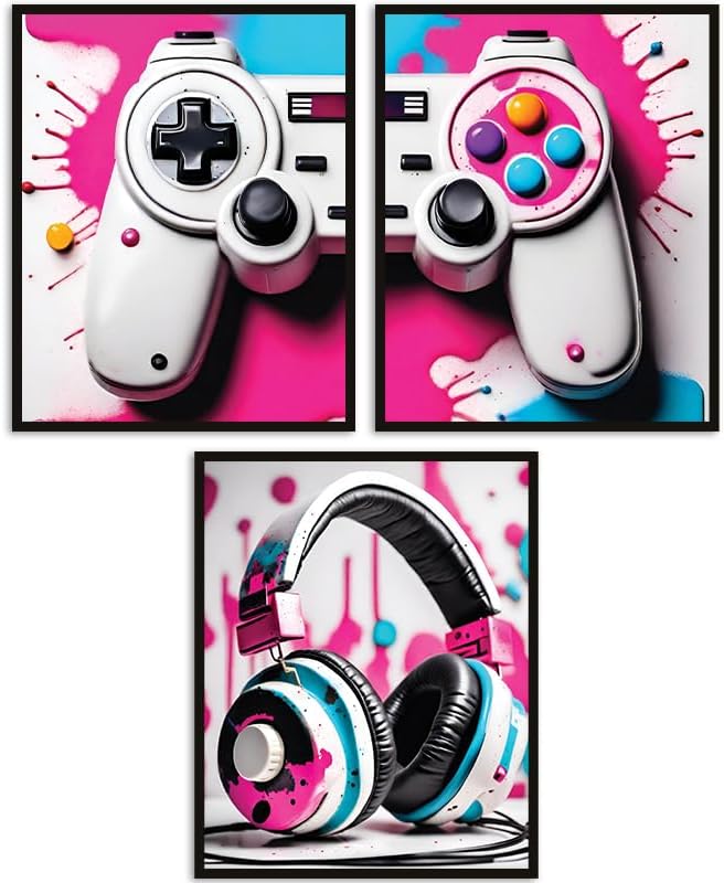 Amazon.com: Watercolor Gaming Wall Art Prints Set of 3 (8"x10 ...