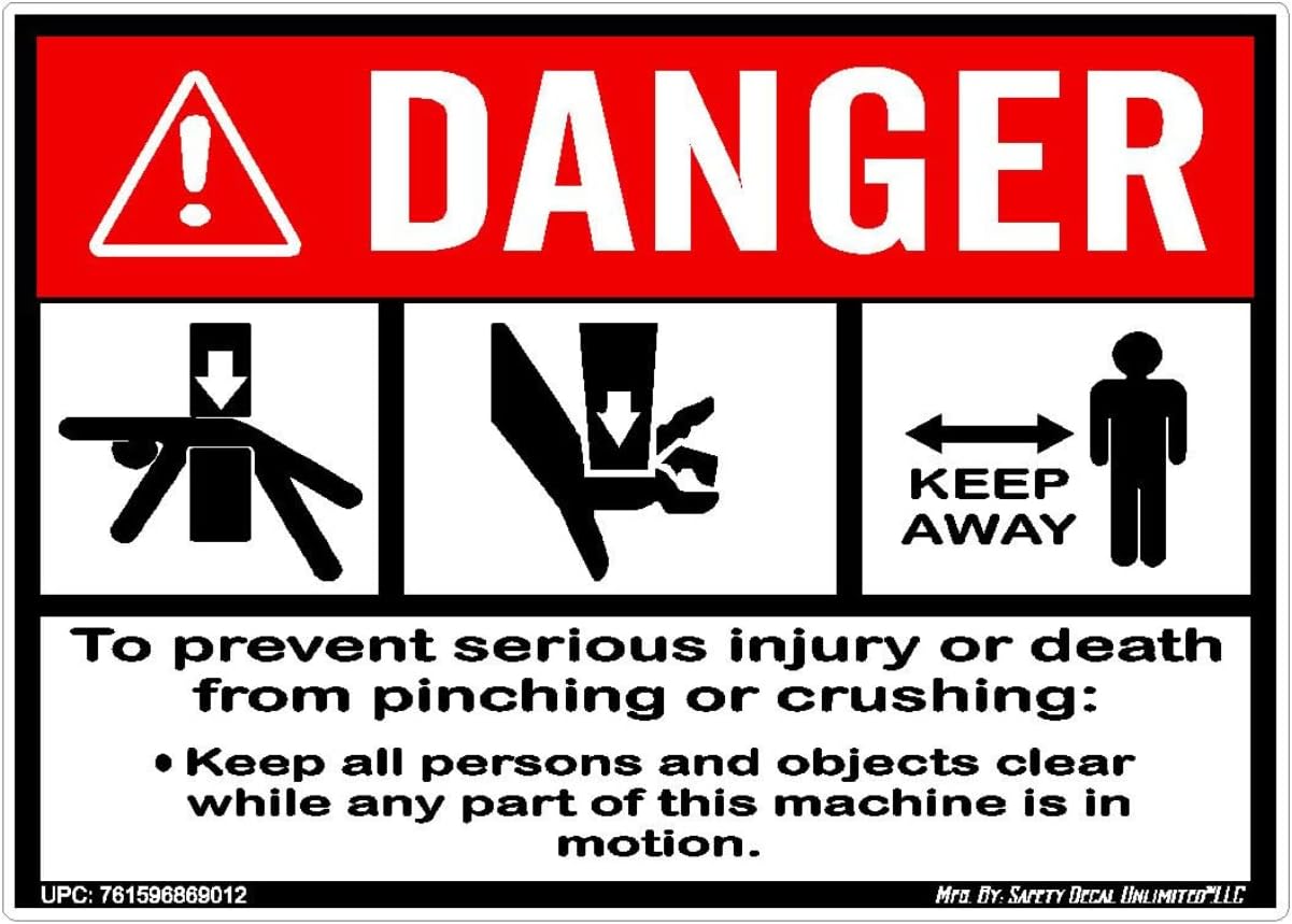 Amazon.com: Danger Crush Pinch Point Warning Label Sticker Decal Peel ...