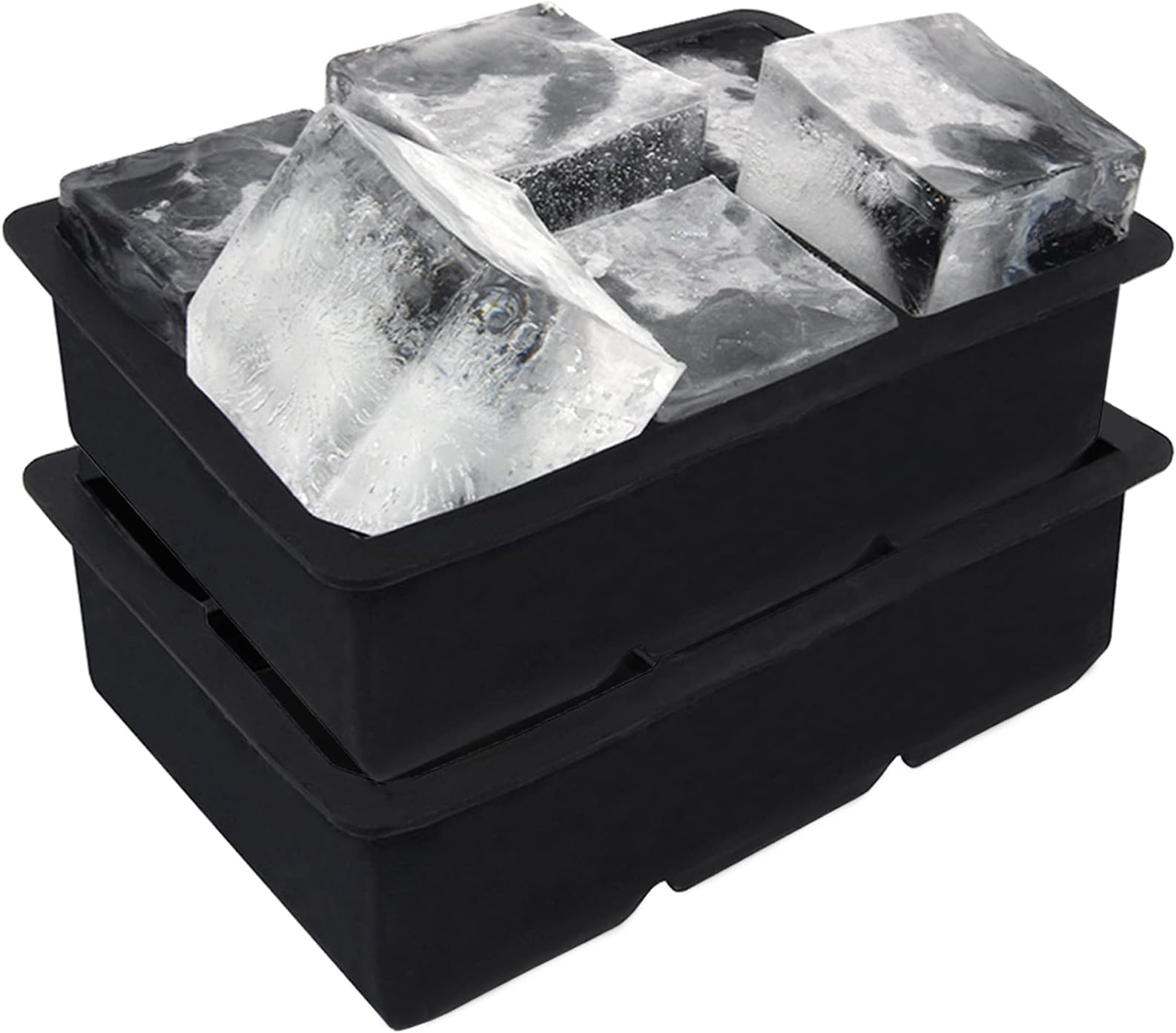 Silicone Large Ice Cube Tray Silicone Ice Mold - Make 6 Pieces 2 Inch ...