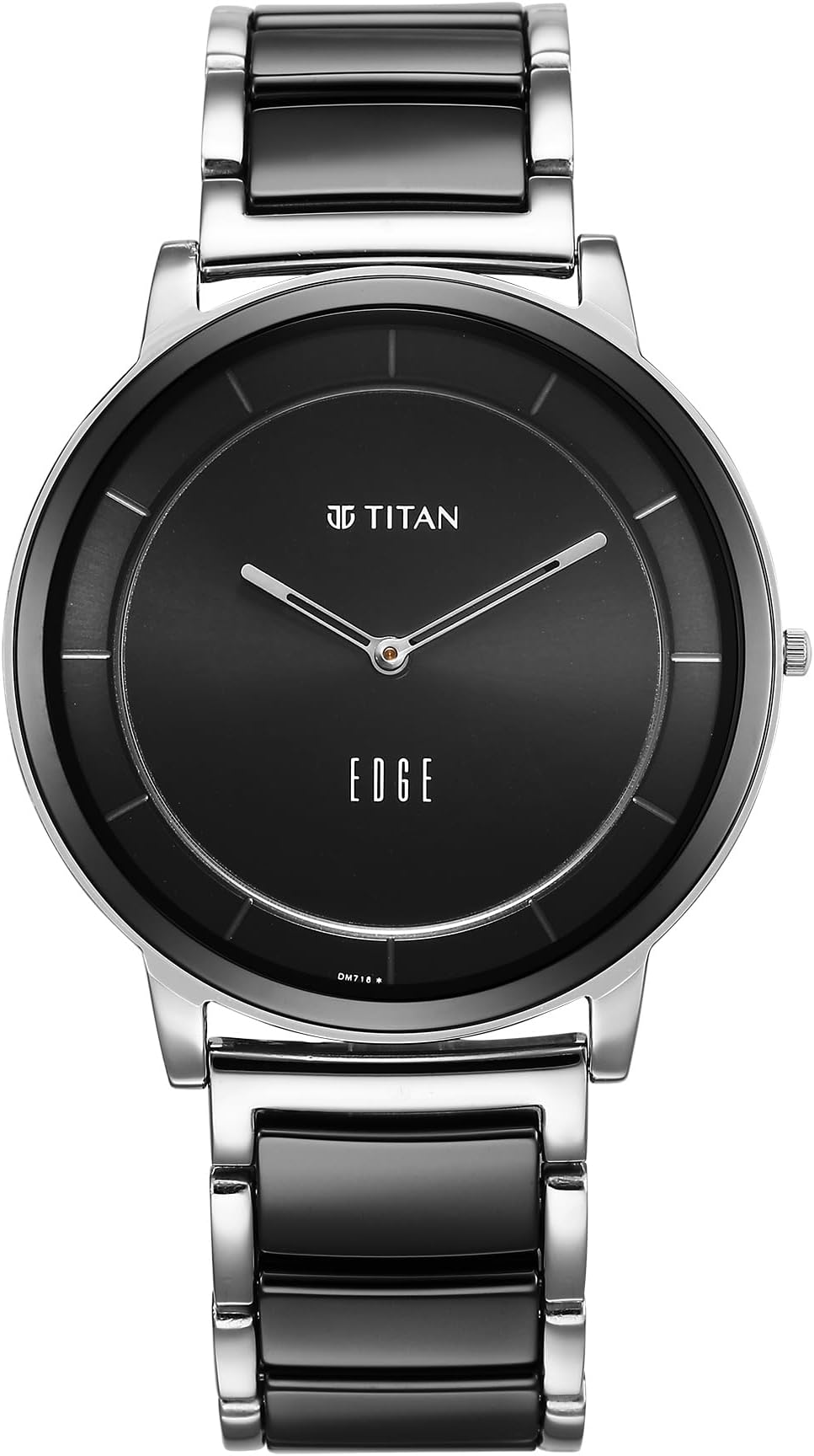 Titan Edge Fusion Quartz Analog Black Dial Two Toned Steel & Ceramic ...