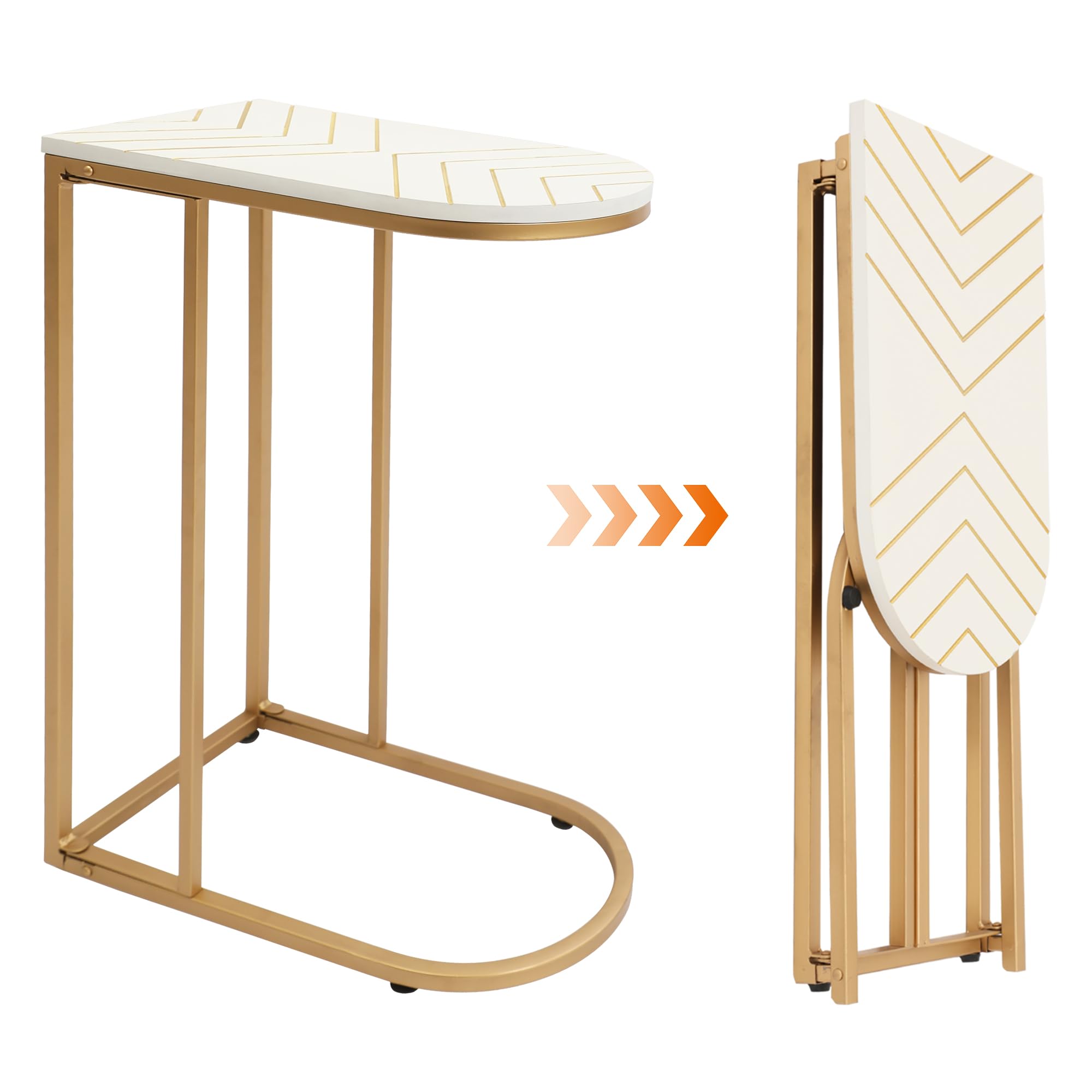 Amazon.com: RiteSune Gold Folding C Shaped End Table, TV Tray Table ...