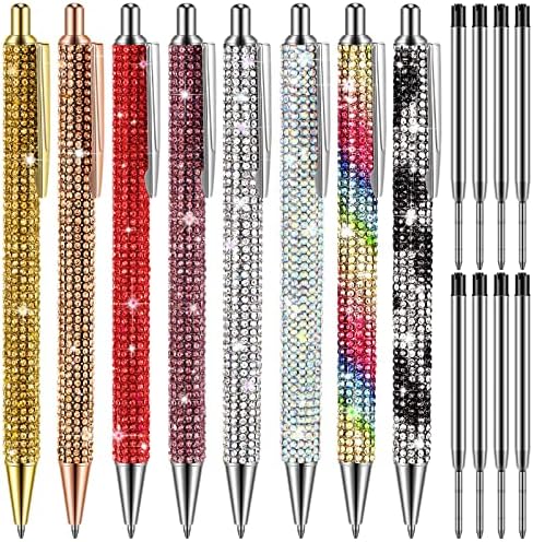 Amazon.com : Red Rhinestone Bling Metal Ballpoint Pens Stationery Press ...