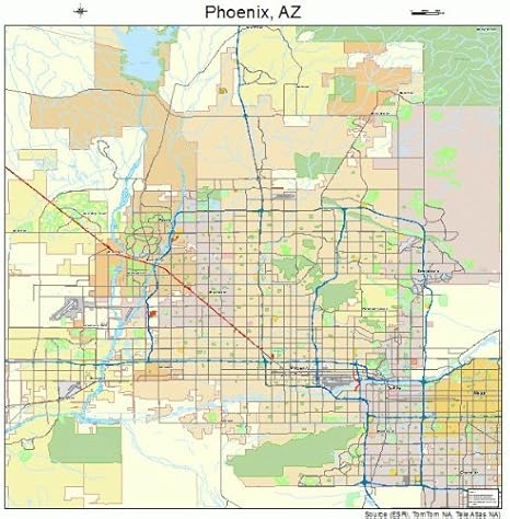 Amazon.com: Street & Road Map of Phoenix, Arizona AZ - Printed poster ...