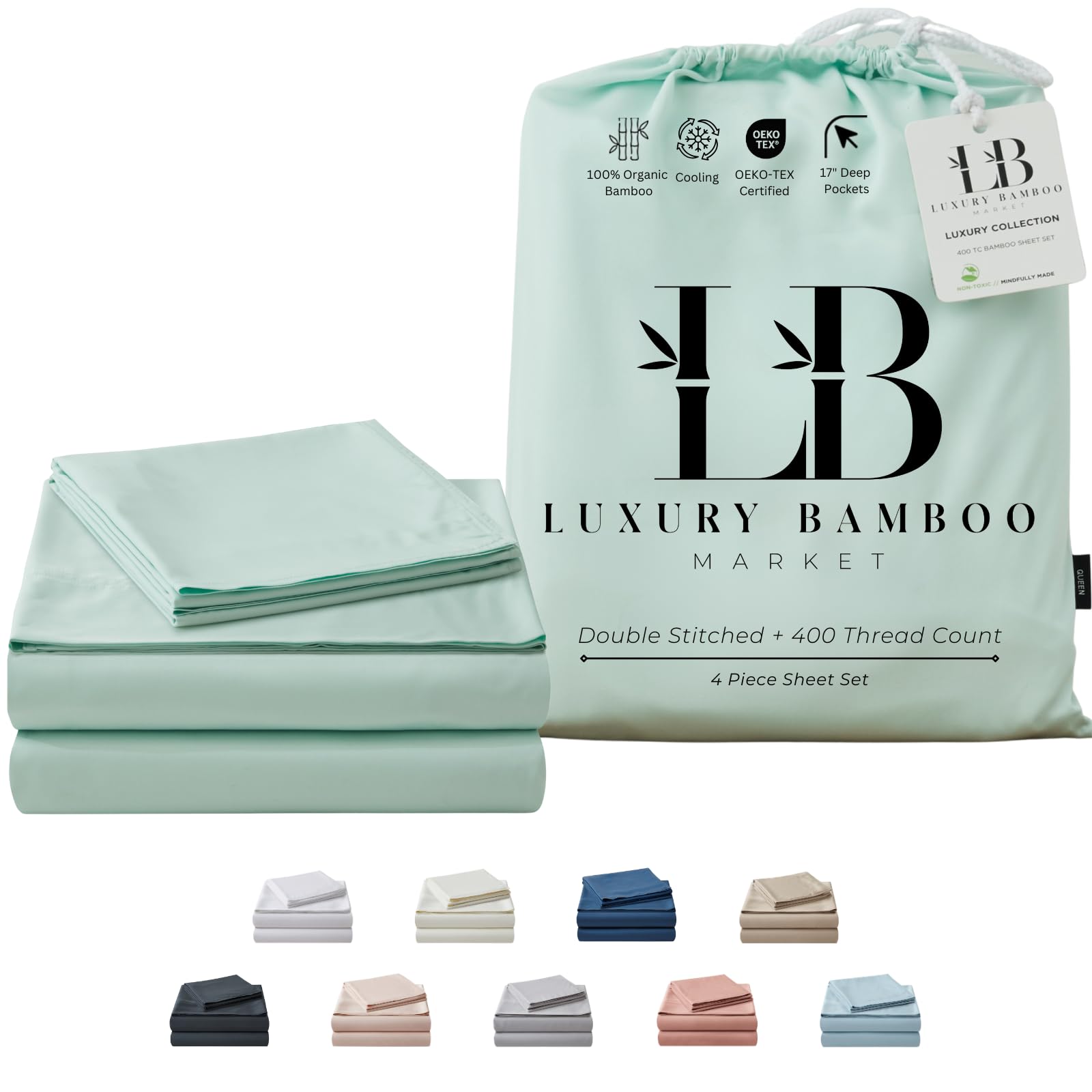 Amazon.com: Luxury Bamboo Market | King Size Bed Sheet Set | 100% ...
