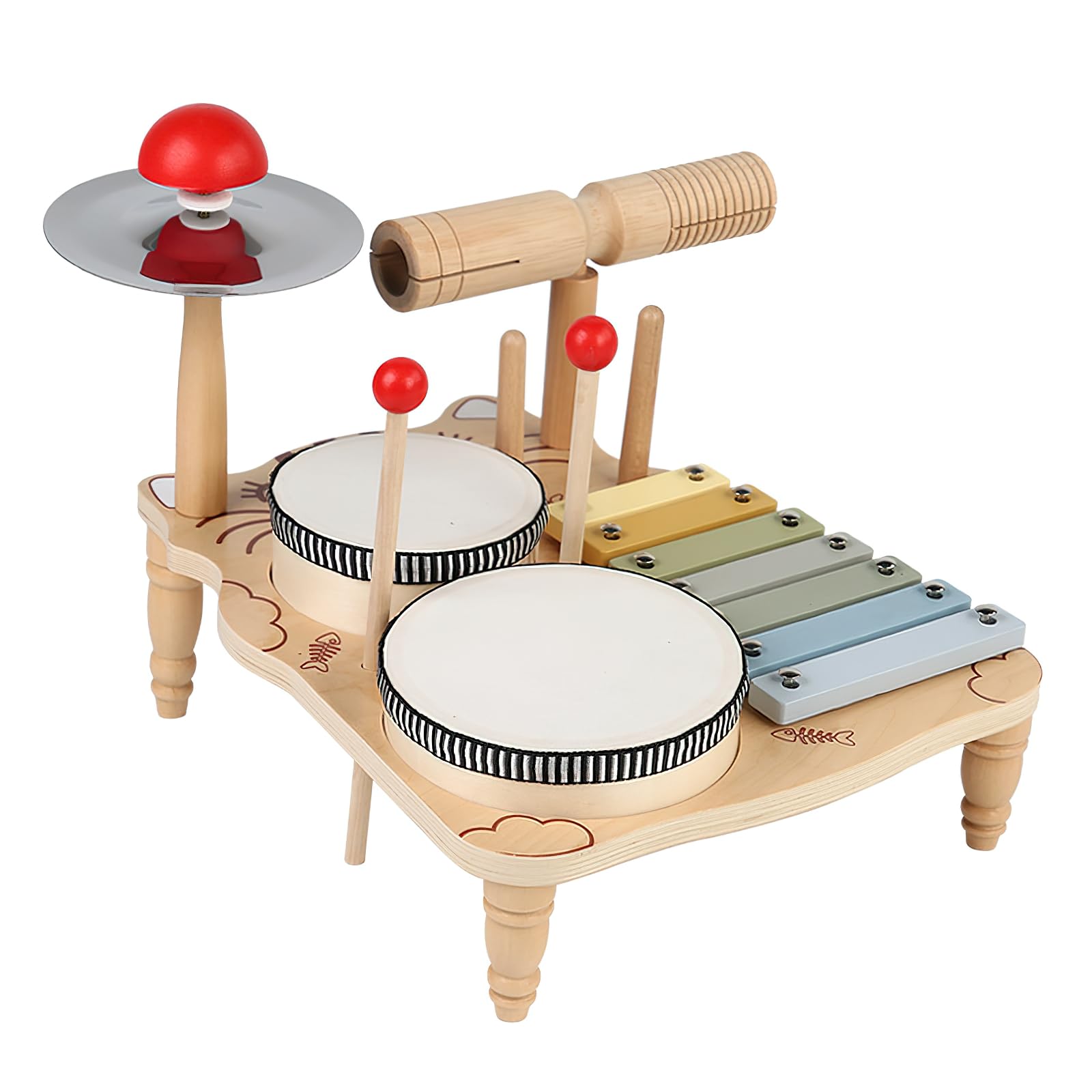 Amazon.com: YUMOZER Wooden Children's Musical Percussion Instruments ...