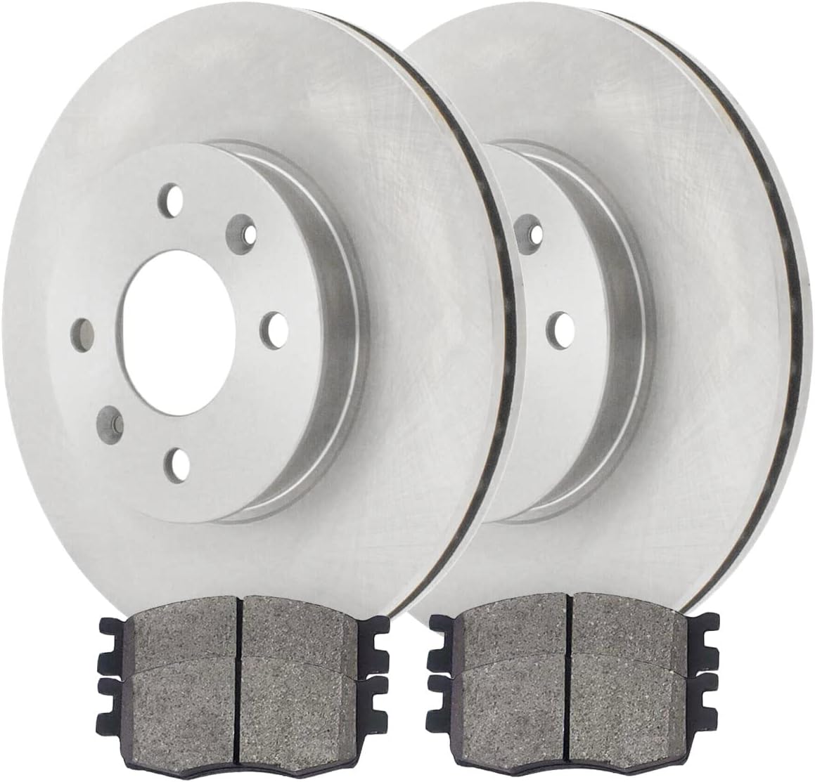 AutoShack Front Brake Kit Rotors and Ceramic Pads Pair of 2 Driver and ...