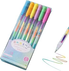 Set of 6 Gel Pens in Colours, Handwriting Pen with Colour Gradient ...
