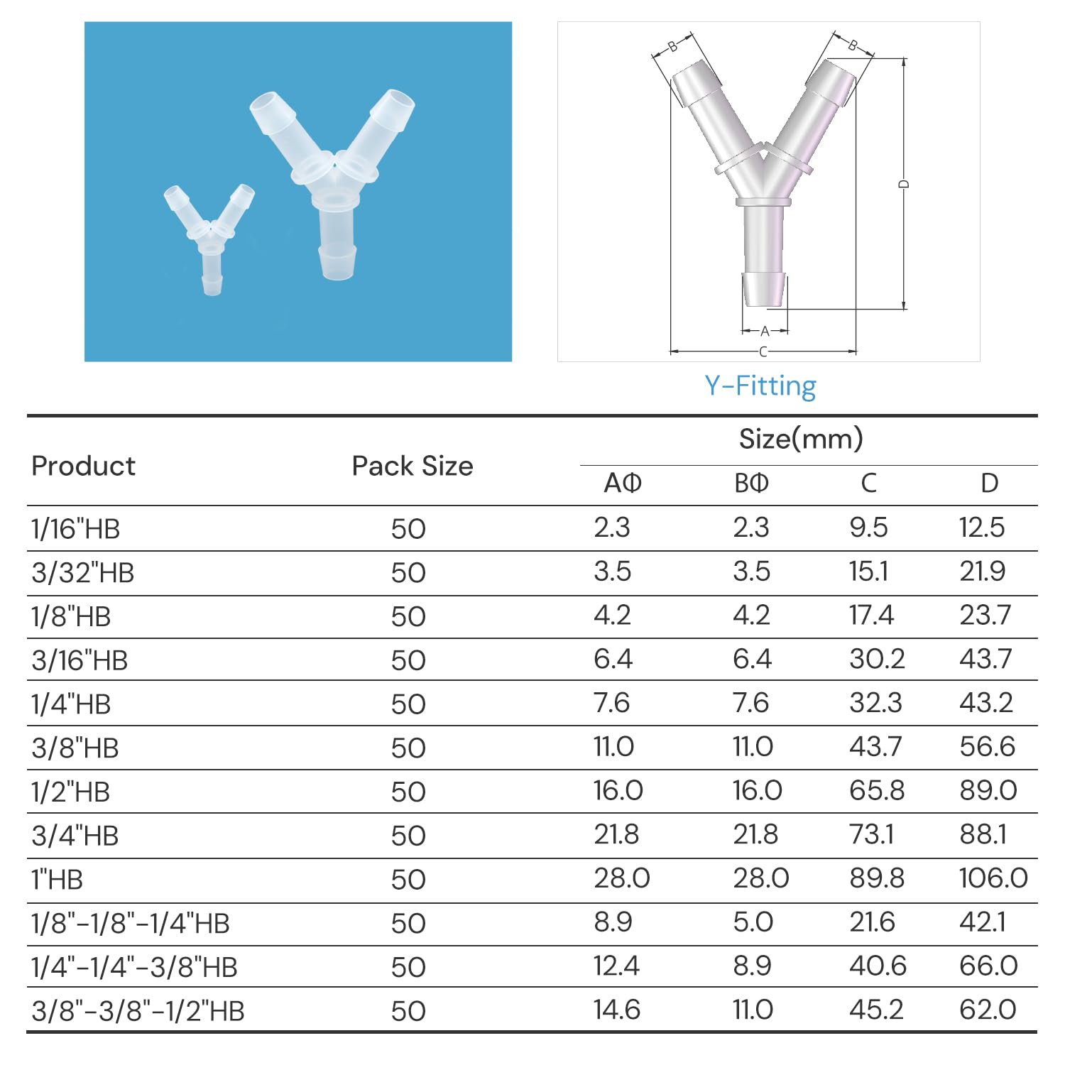 Snapklik.com : 50pcs 3/8" Y Shaped 3 Way Tube Connector Pharmaceutical ...