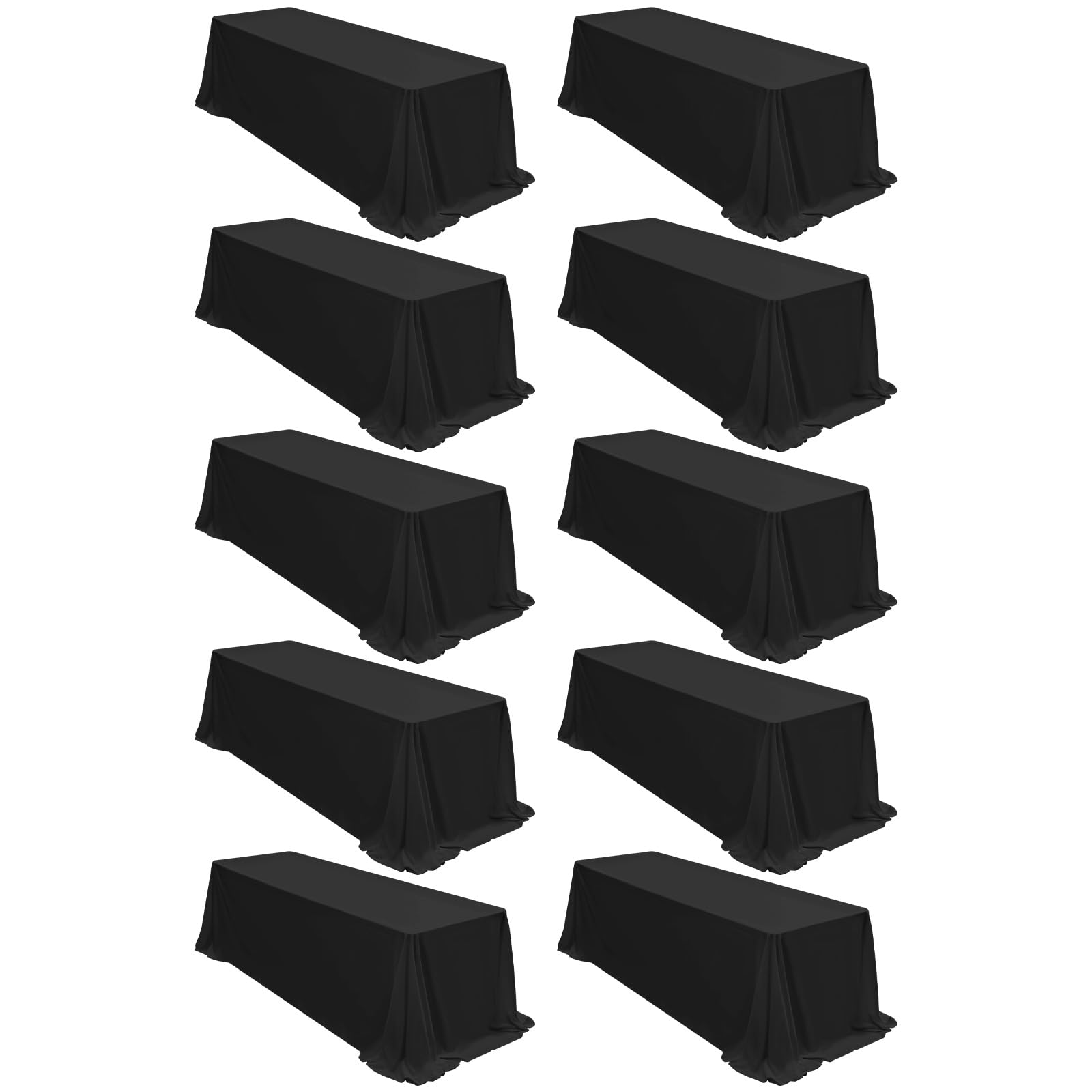 10 Packs Tablecloth 90 x 156 Inch, Black Polyester Table Cloth for 8ft ...